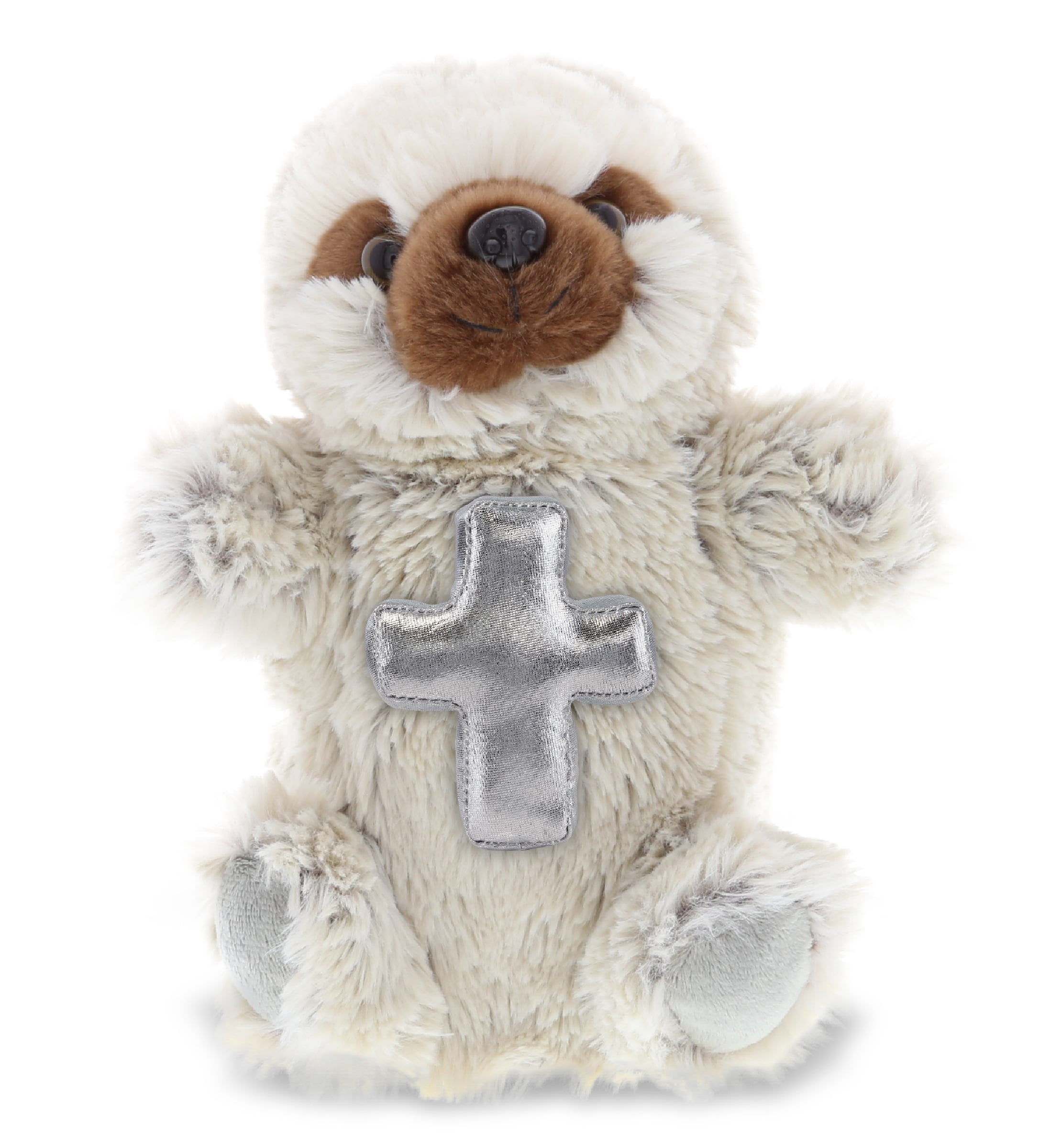 DolliBu Sloth Hand Puppet Stuffed Animal with Silver Cross Plush ...