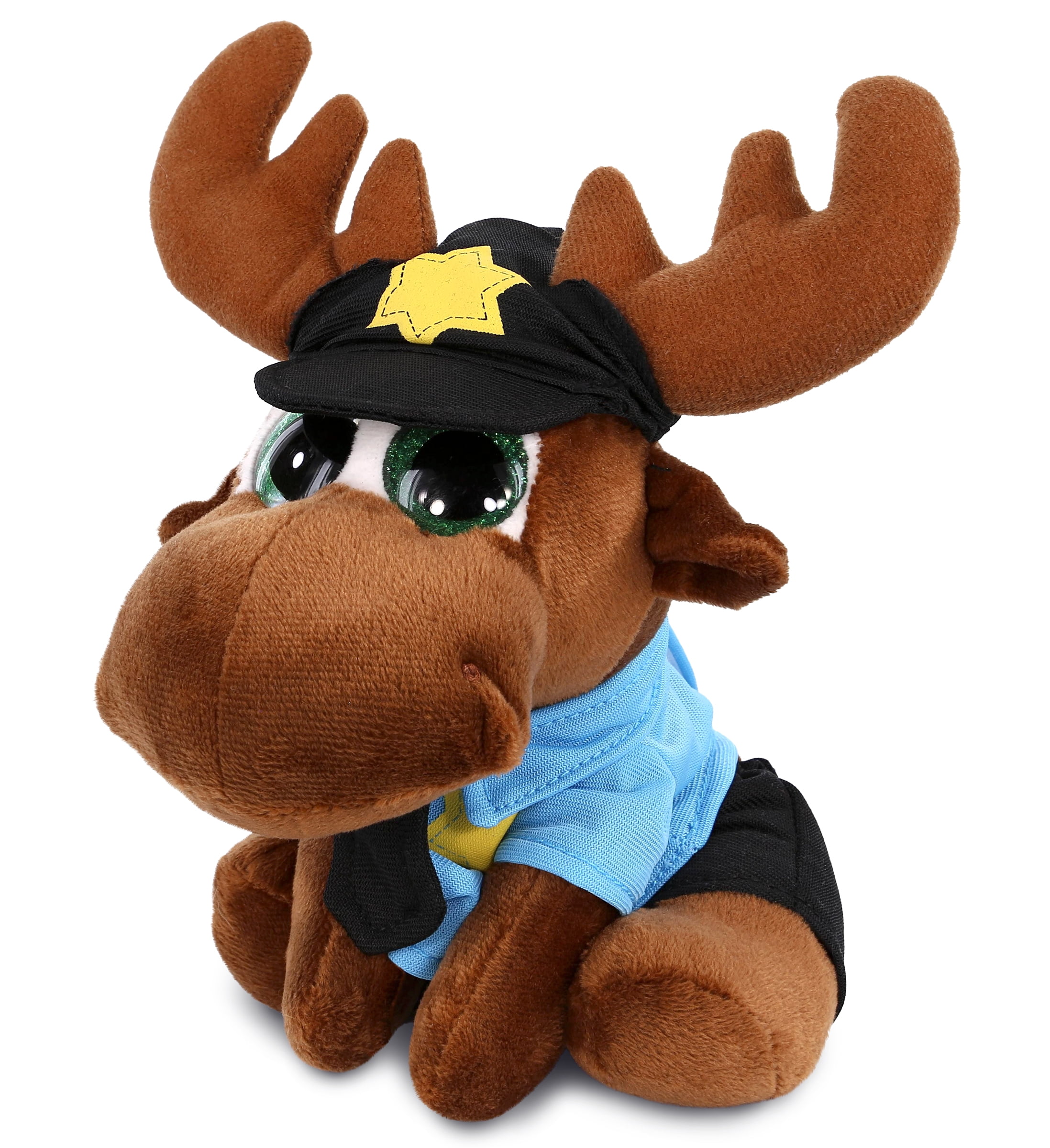 DolliBu Small Moose with Sparkle Eyes Police Officer Plush Toy - Super ...