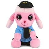 DolliBu Small Pink Poodle Dog Police Officer Plush Toy - Super Soft Dog ...