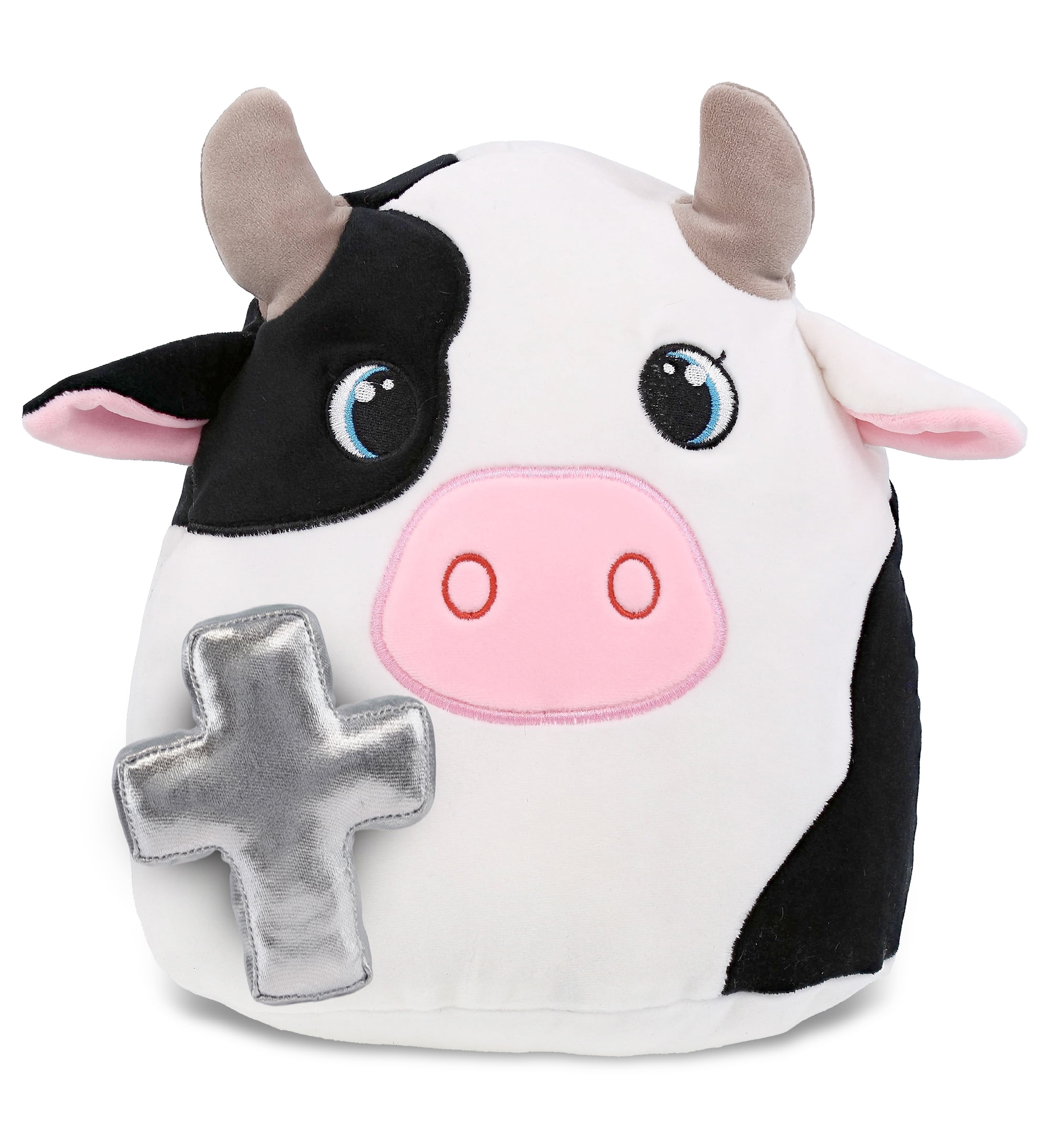 DolliBu Snug-Mooshies Cow Stuffed Animal with Silver Cross Plush ...