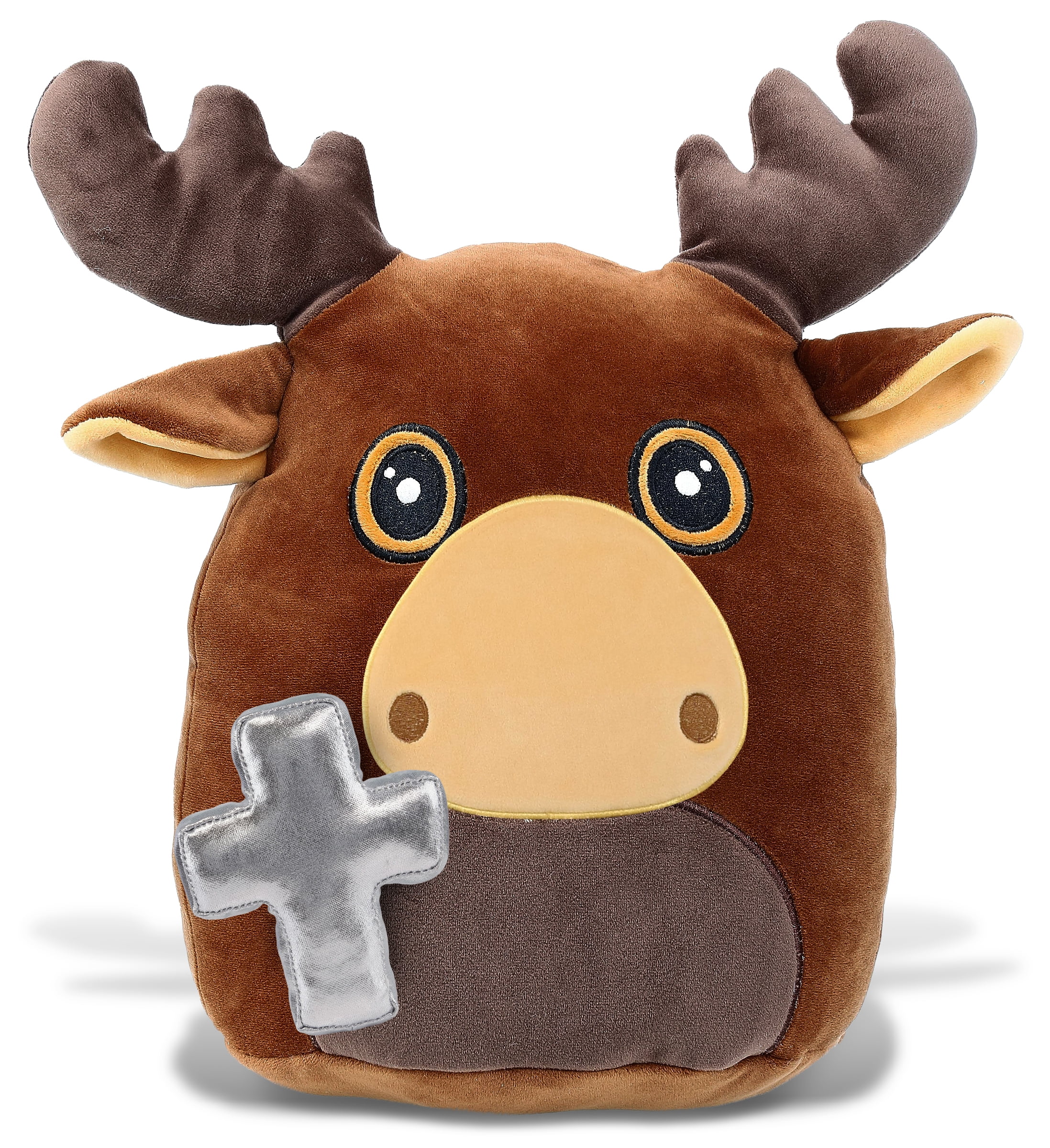 DolliBu Snug-Mooshies Moose Stuffed Animal with Silver Cross Plush ...