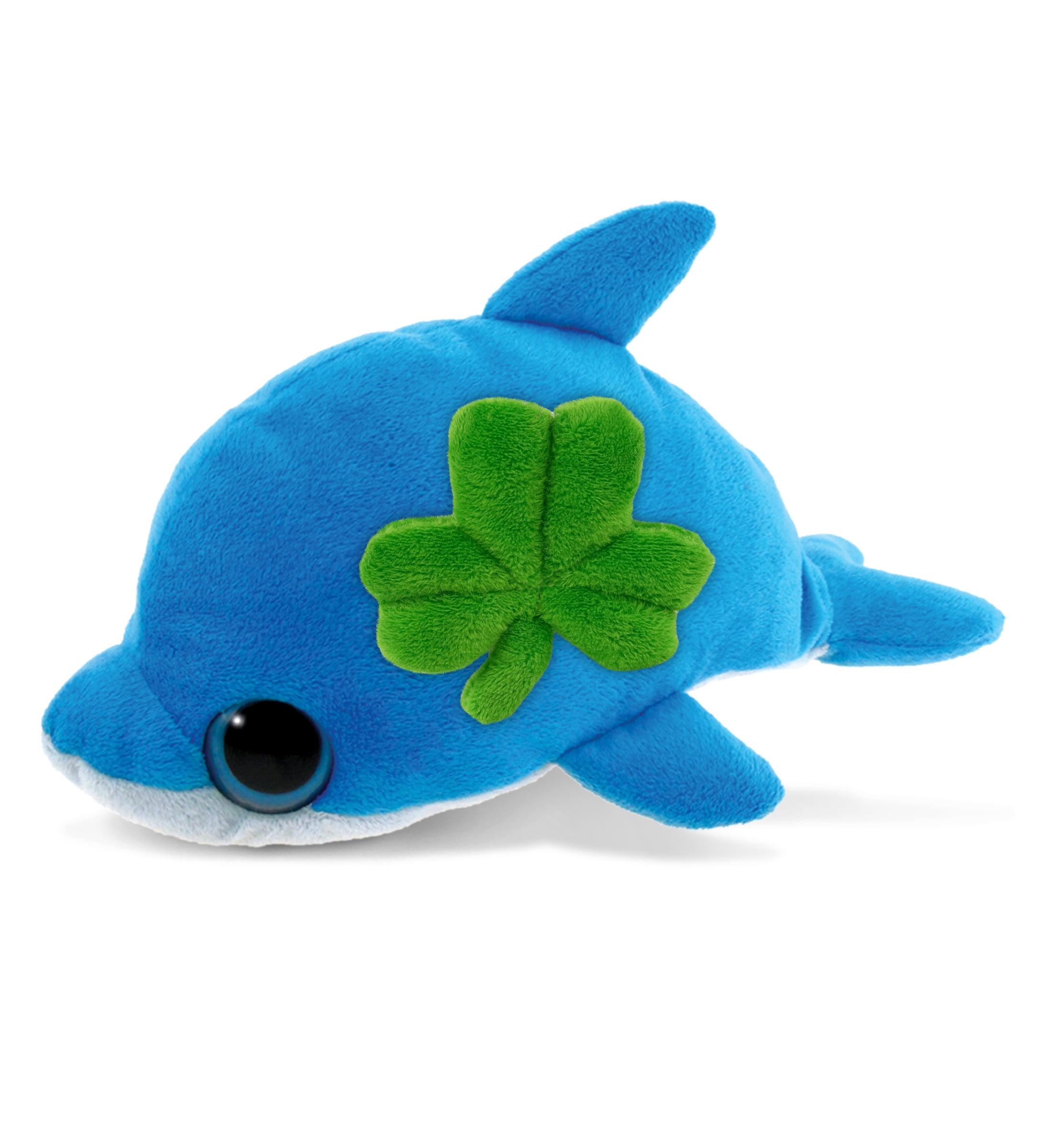 DolliBu Soft Blue Dolphin Stuffed Animal with Green Plush Shamrock ...