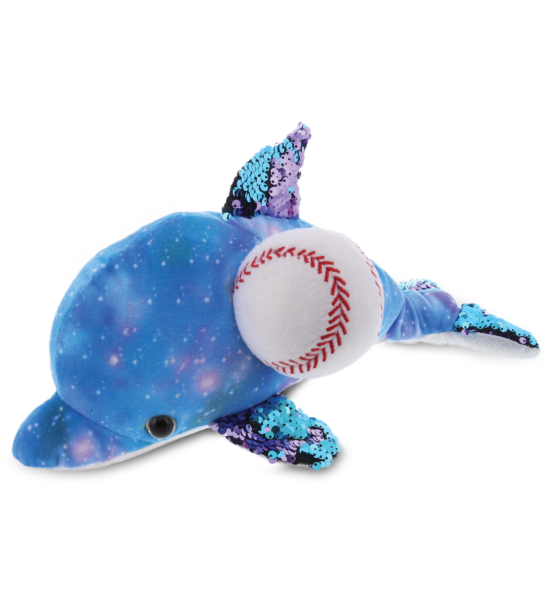 DolliBu Space Sequin Dolphin Stuffed Animal with Baseball Plush - Soft ...
