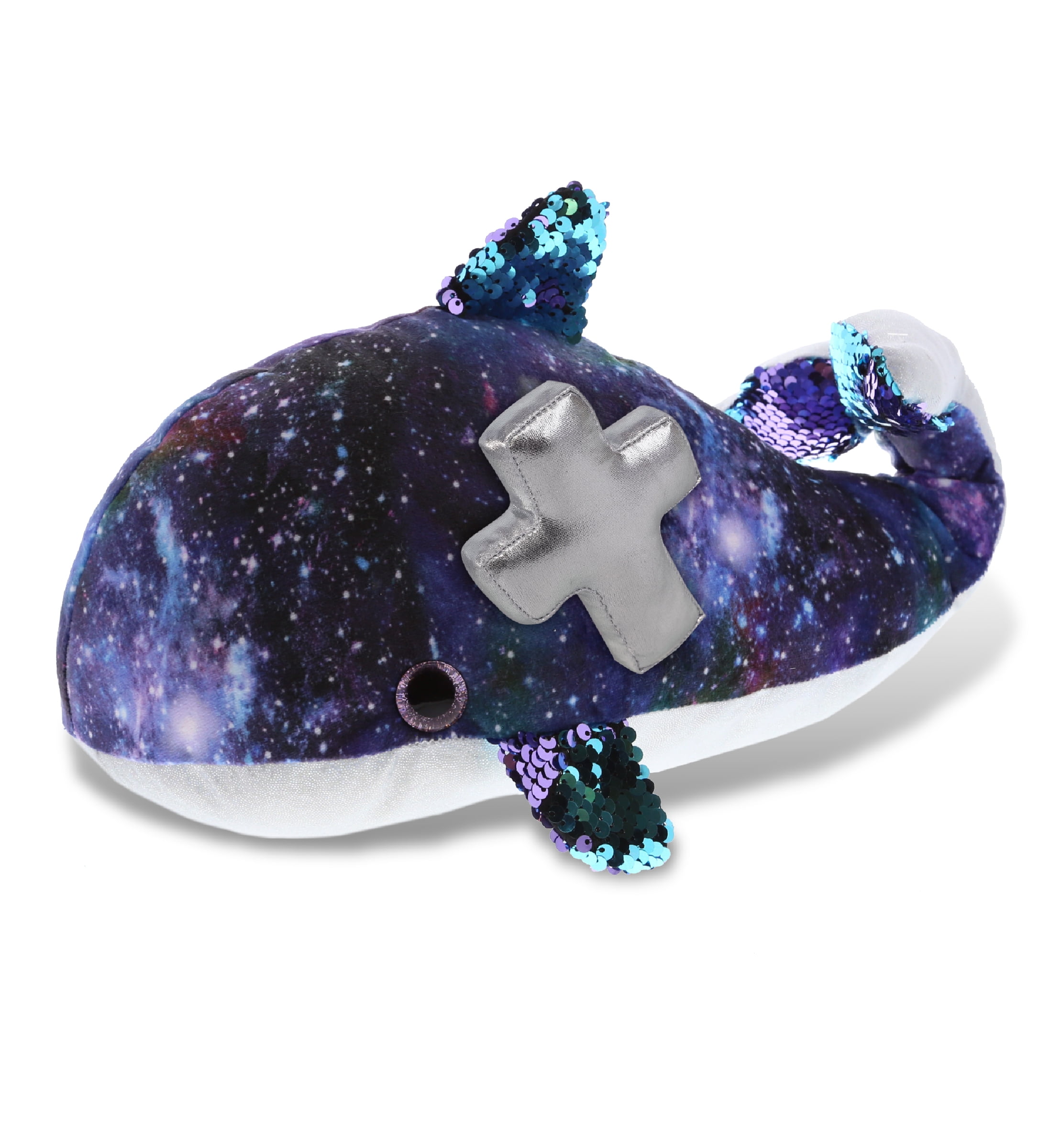DolliBu Space Sequin Purple Whale Stuffed Animal with Silver Cross ...