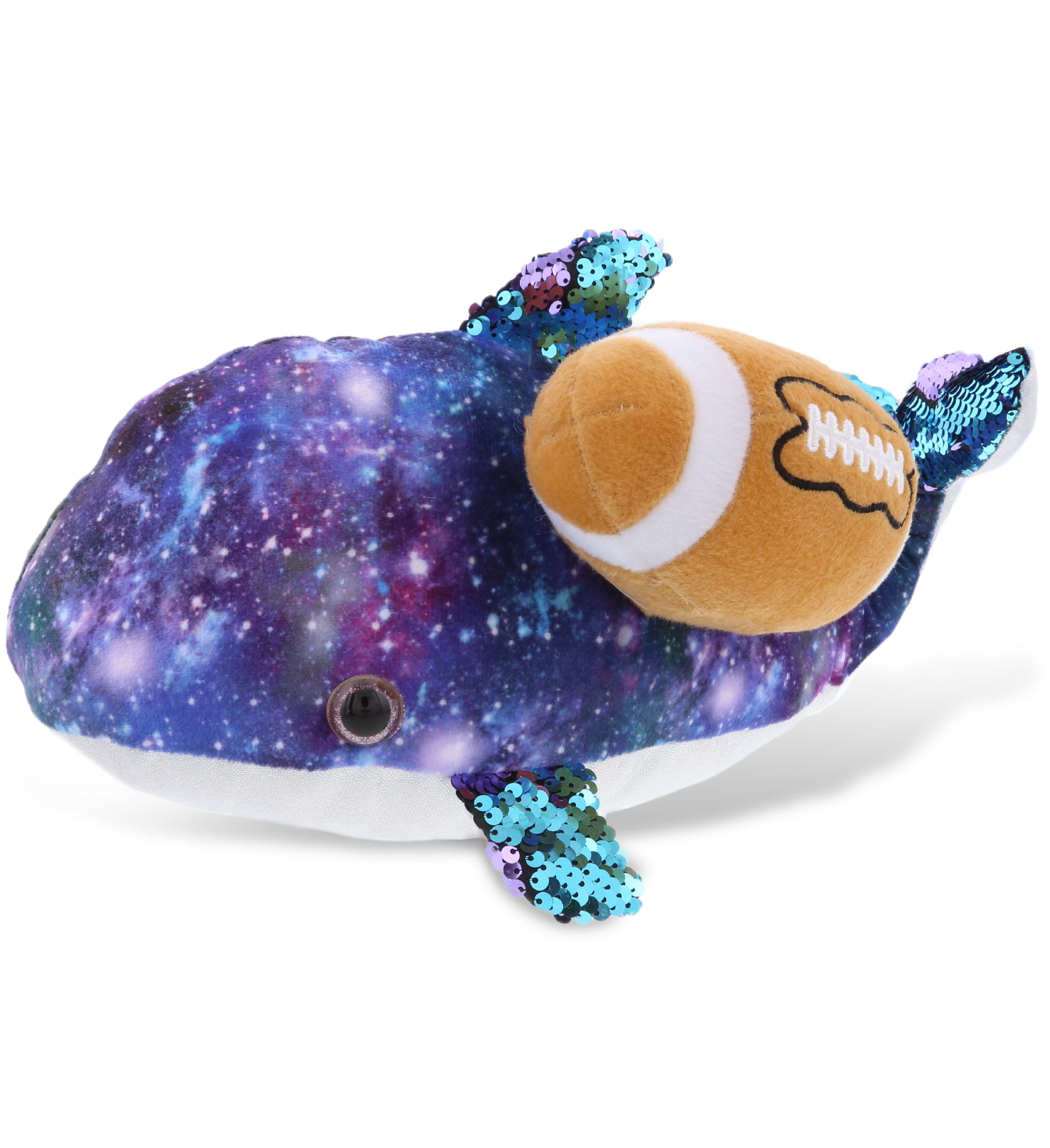 DolliBu Space Sequin Whale Stuffed Animal with Football Plush - Soft ...