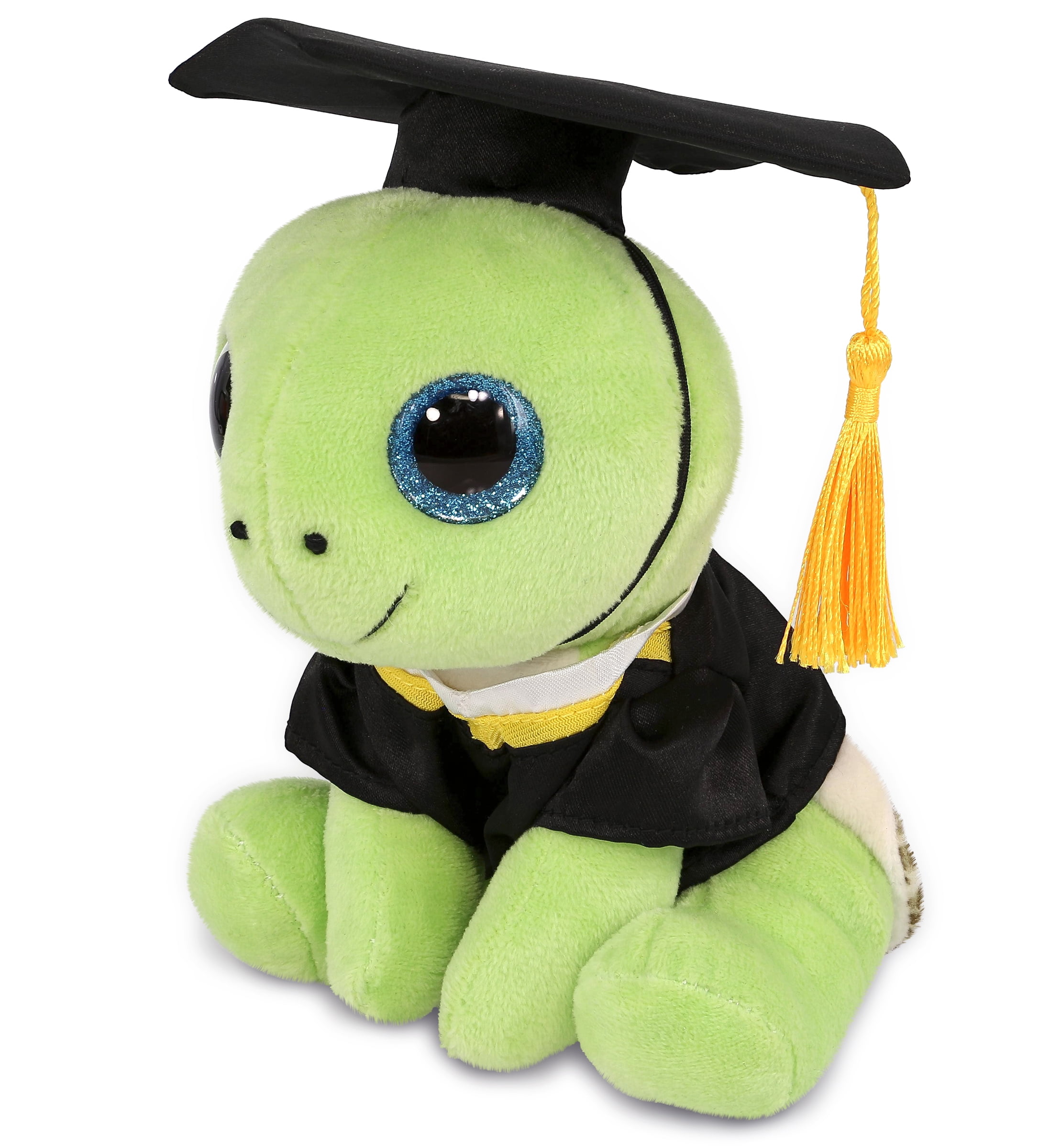 DolliBu Sparkle Eyes Green Sea Turtle Graduation Plush Toy - Super Soft ...