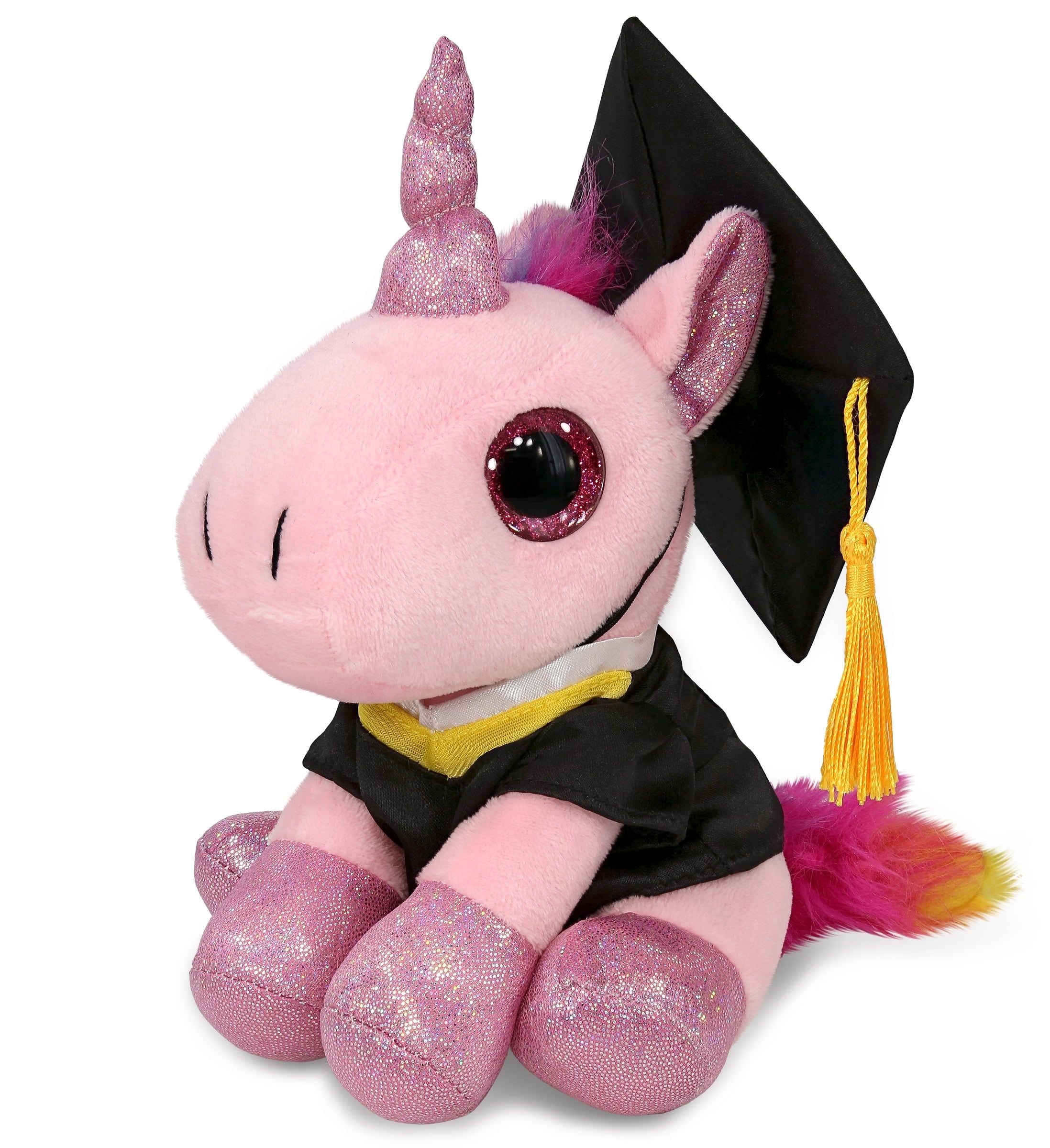 DolliBu Sparkle Eyes Pink Unicorn Graduation Plush Toy - Super Soft ...
