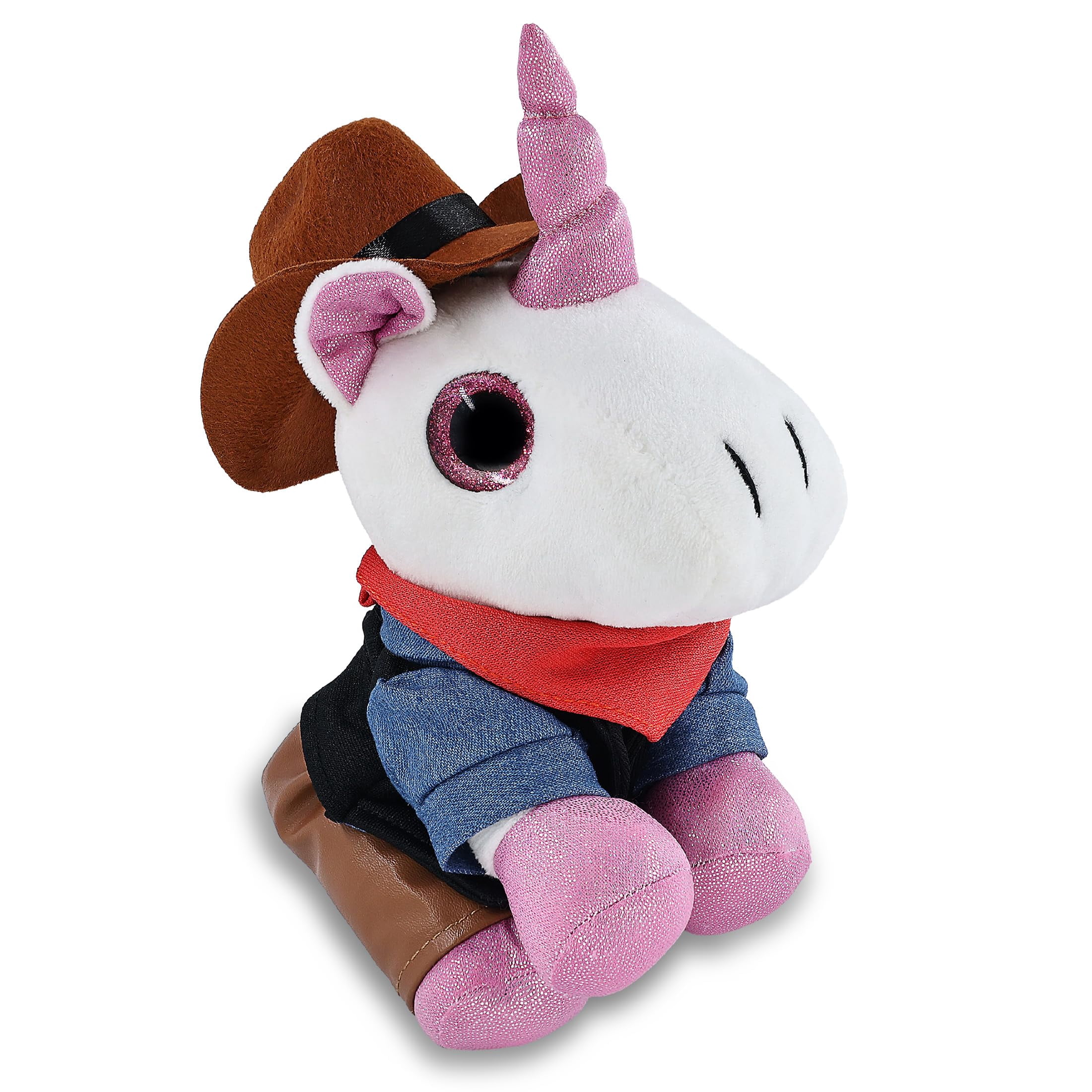 DolliBu Sparkle Eyes White Unicorn Stuffed Animal Cowboy Plush ...