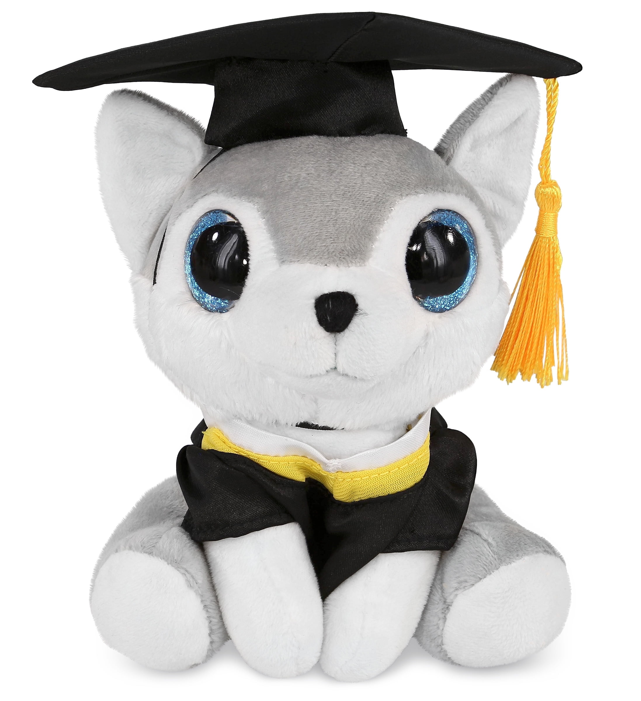 DolliBu Sparkle Eyes Wolf Graduation Plush Toy - Super Soft Graduation ...