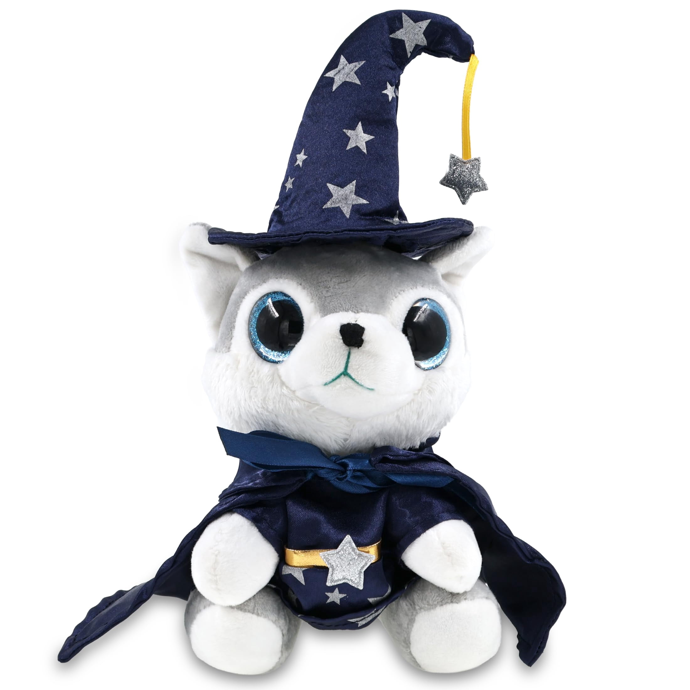 DolliBu Sparkle Eyes Wolf Stuffed Animal with Wizard Costume - Cute ...