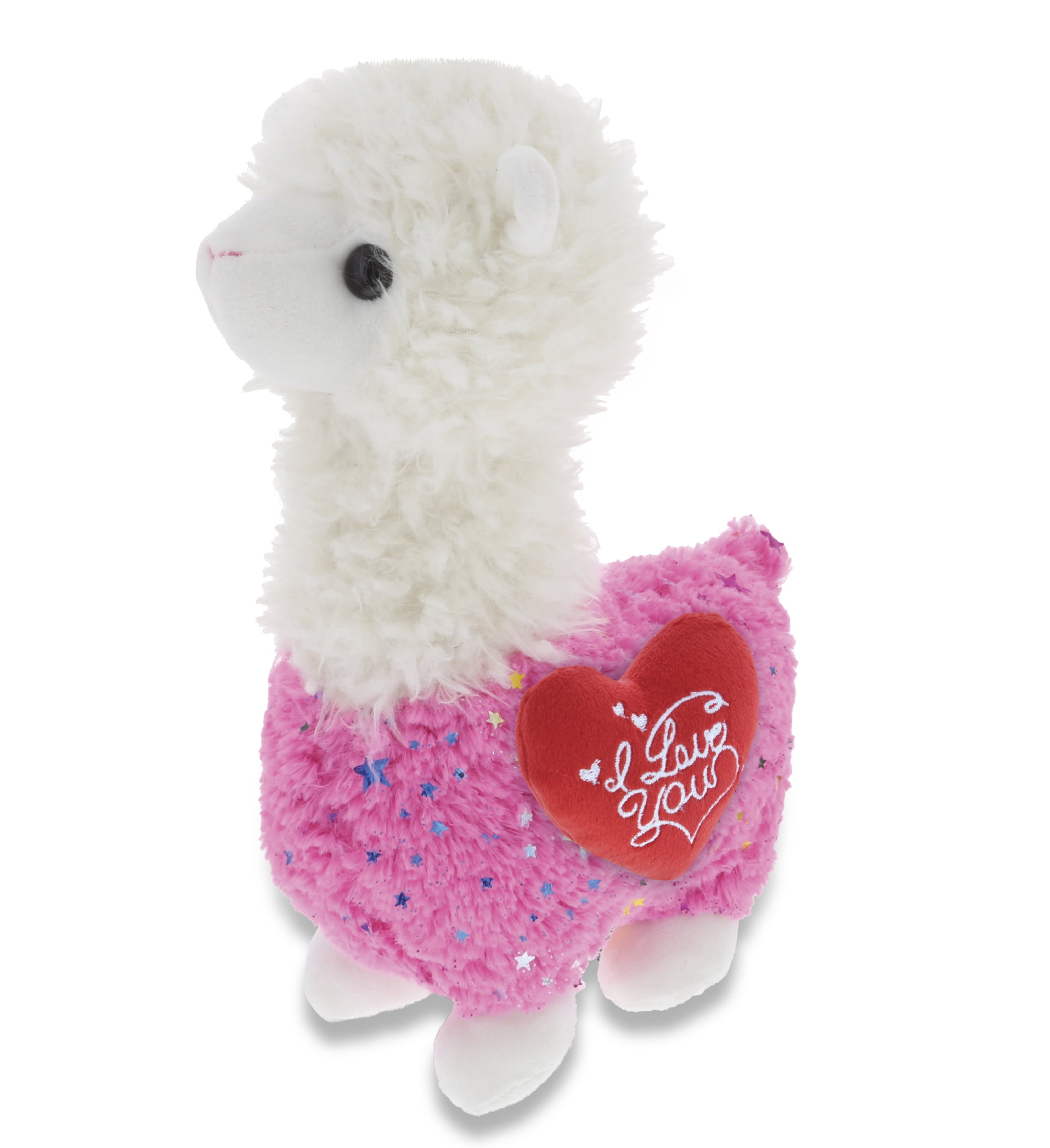 DolliBu Sparkle Pink Llama I Love You Message Stuffed Animal 11.5 Inch ...