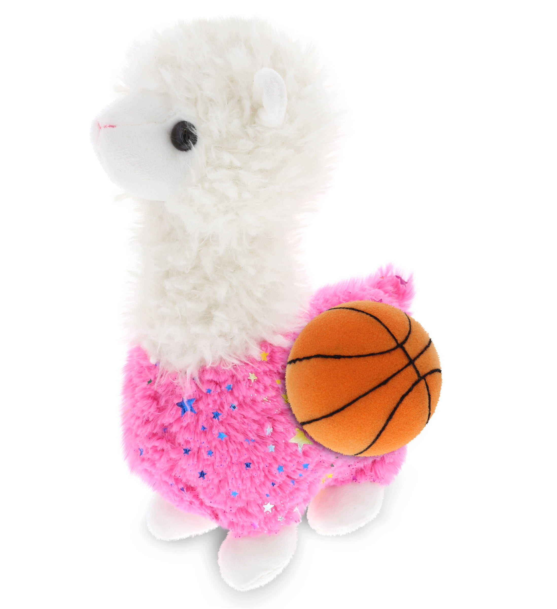 DolliBu Sparkle Pink Llama Stuffed Animal with Basketball Plush - Soft ...