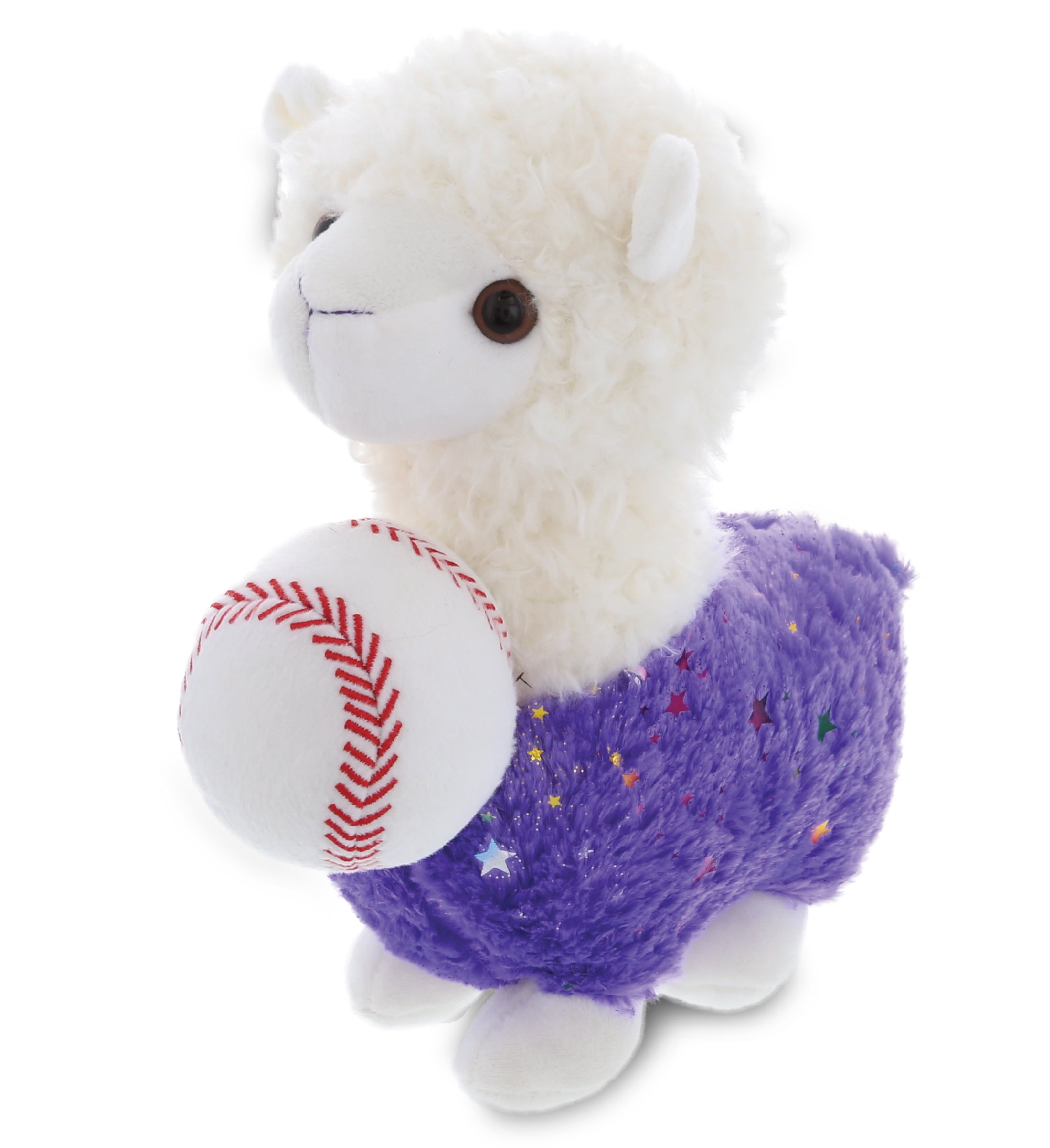 DolliBu Sparkle Purple Llama Stuffed Animal with Baseball Plush - Soft ...