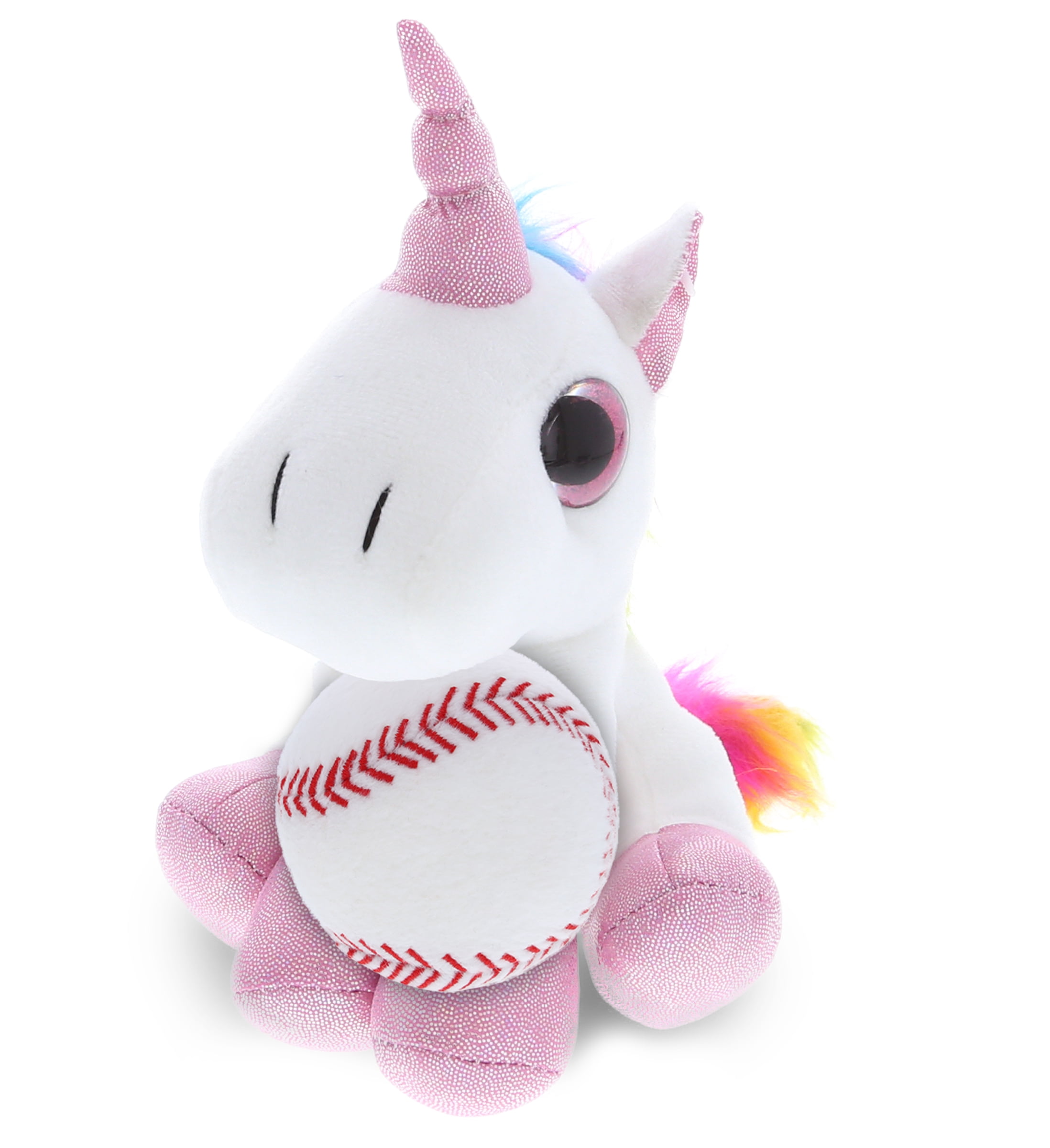 DolliBu Sparkling Eyes White Unicorn Stuffed Animal with Baseball Plush ...