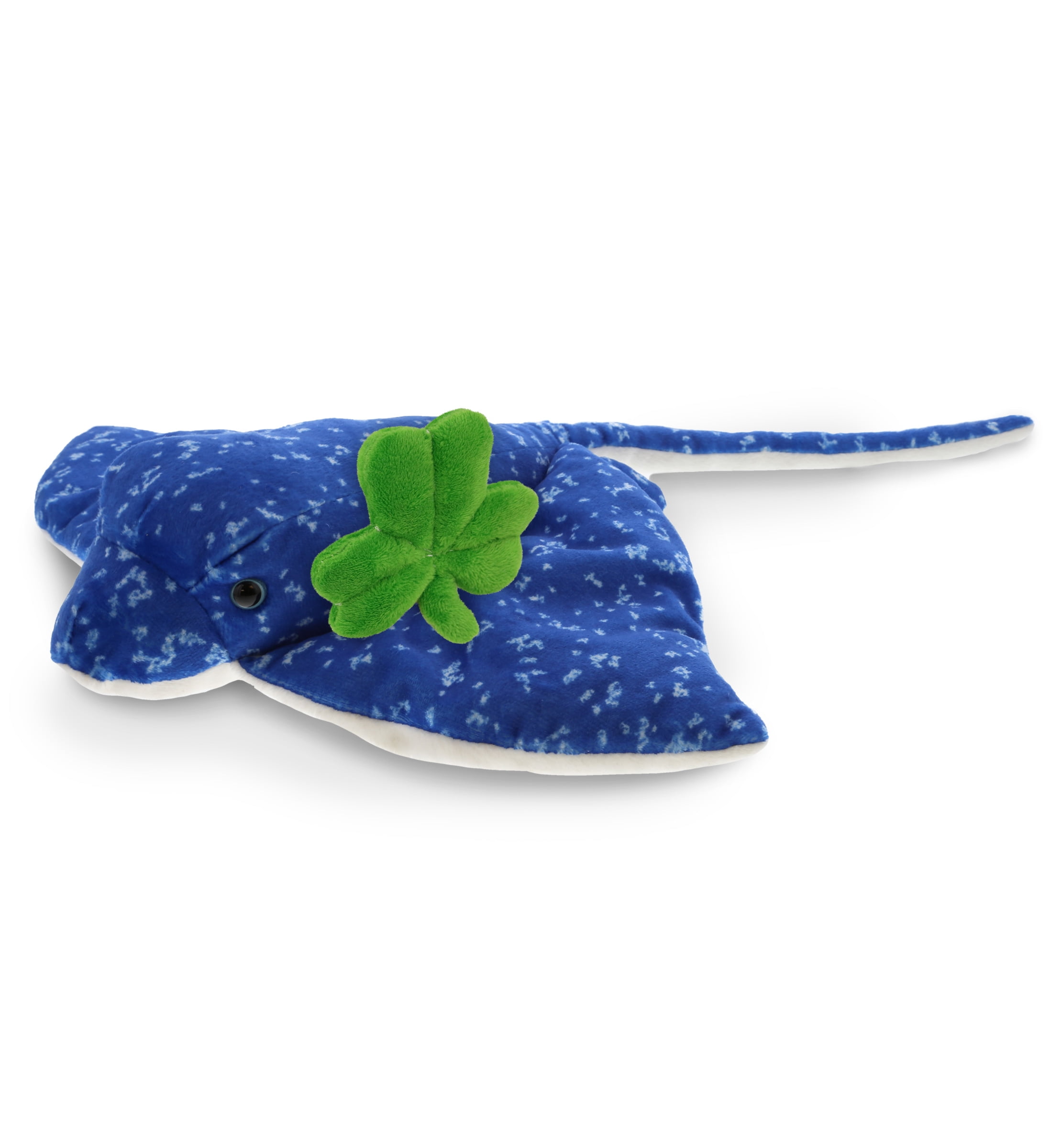 DolliBu Spotted Blue Ray Stuffed Animal with Green Plush Shamrock ...