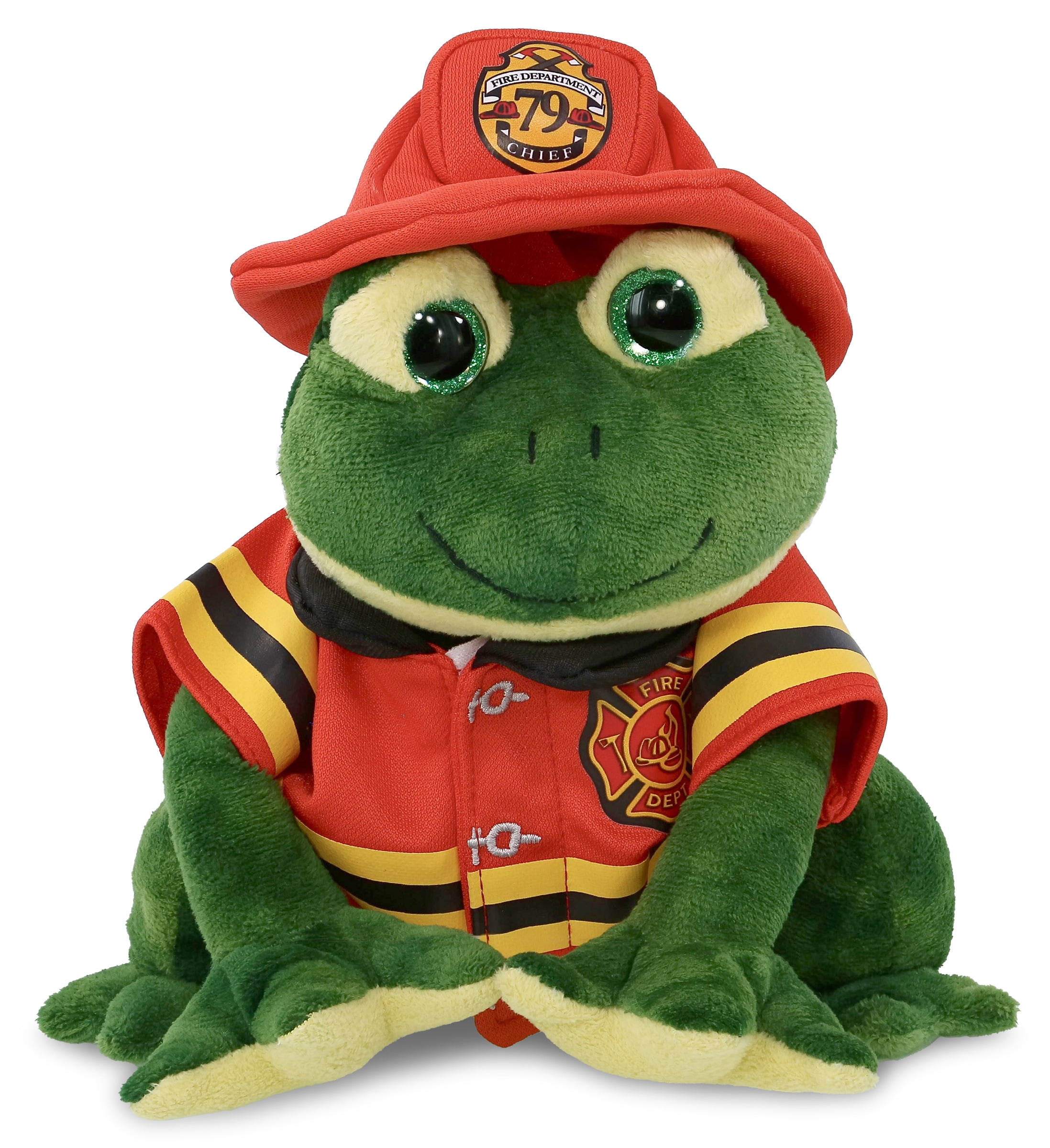 DolliBu Squat Frog Firefighter Stuffed Animal - Super Soft Frog Fireman ...