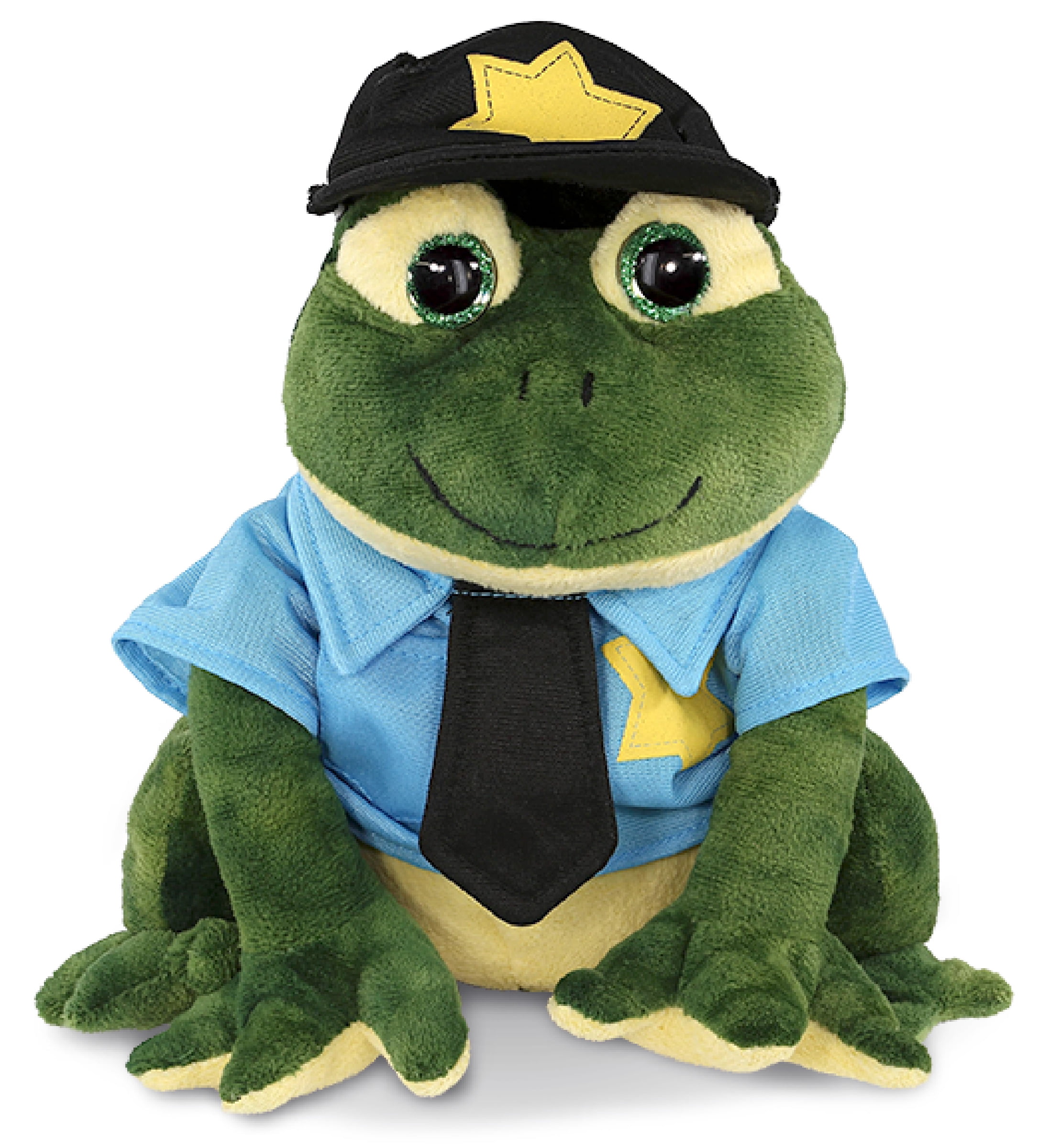 DolliBu Squat Frog Police Officer Plush Toy - Soft Frog Cop Stuffed ...