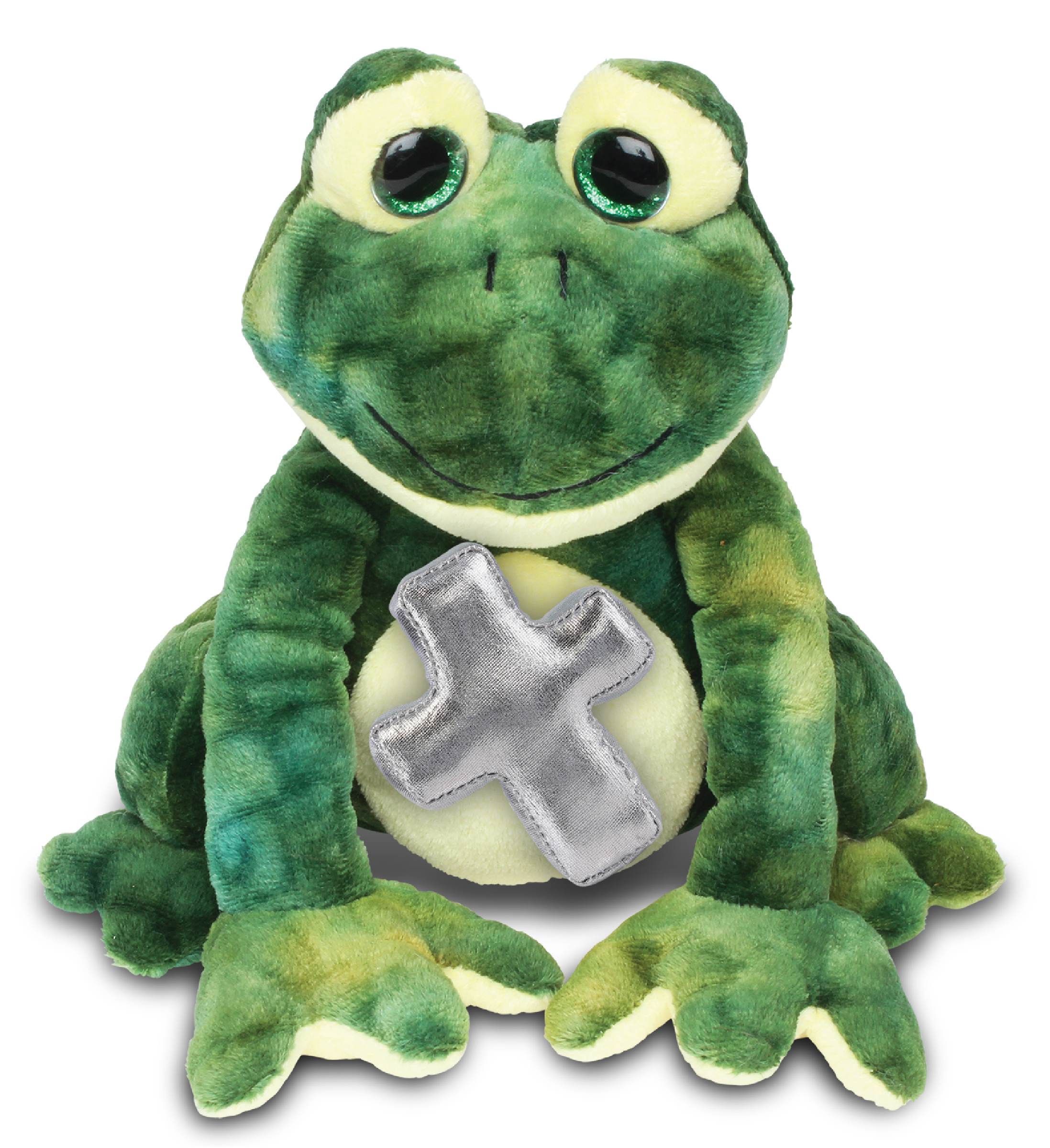 DolliBu Squat Frog Stuffed Animal with Silver Cross Plush - Religious ...
