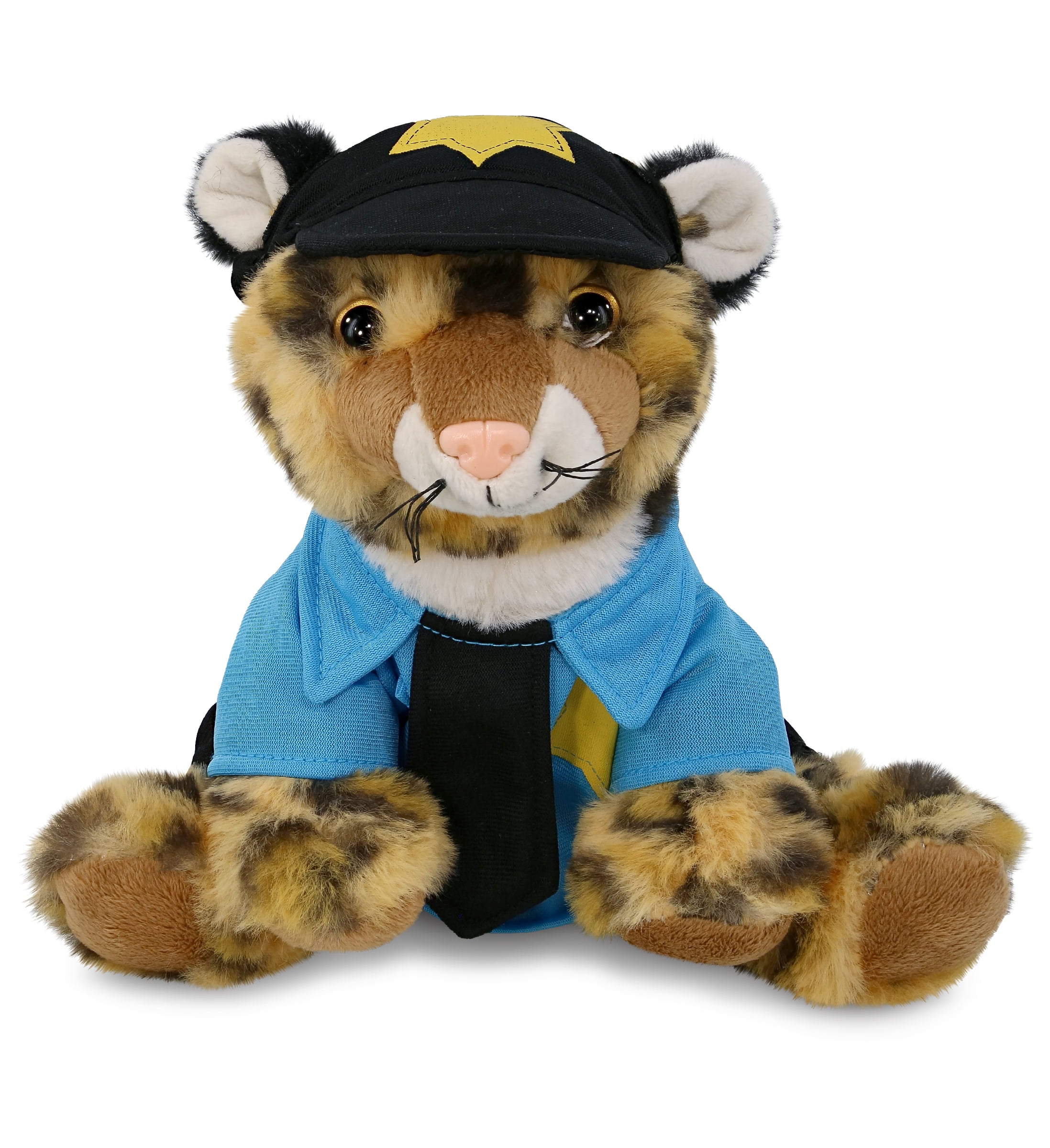 DolliBu Squat Leopard Police Officer Plush Toy – Super Soft Leopard Cop ...