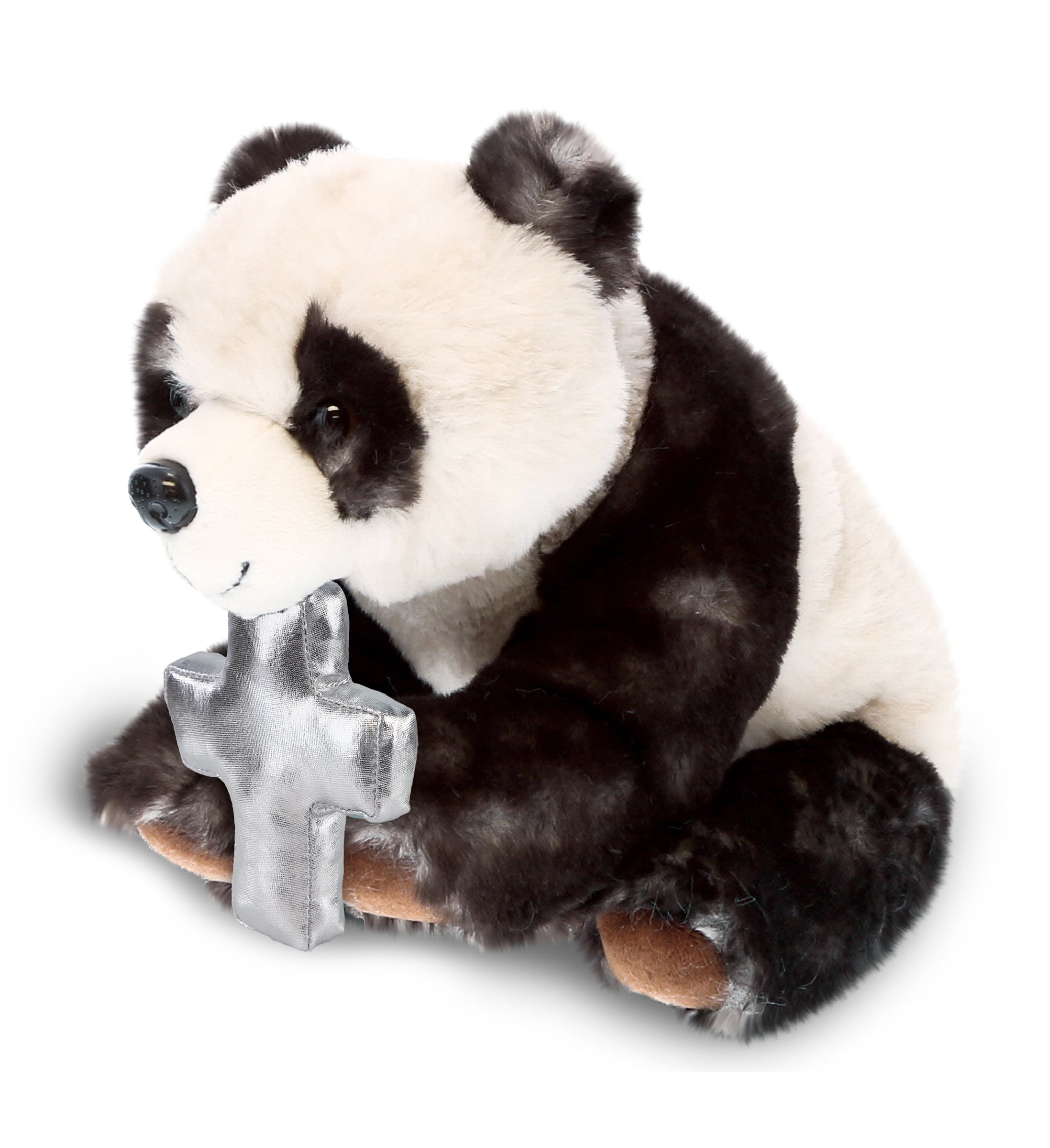 DolliBu Squat Panda Stuffed Animal with Silver Cross Plush – Religious ...