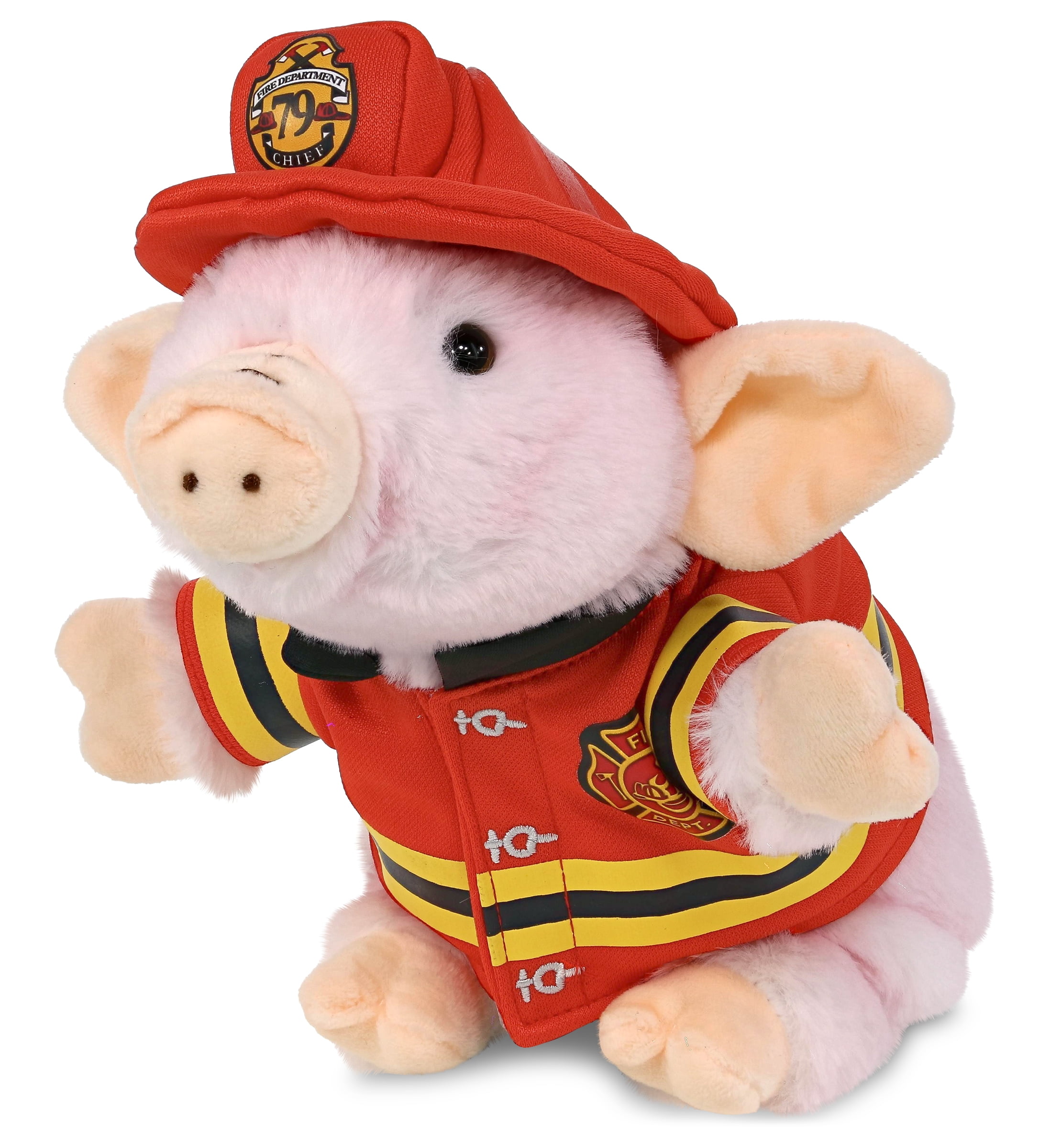 DolliBu Squat Piggy Firefighter Stuffed Animal - Super Soft Piggy ...