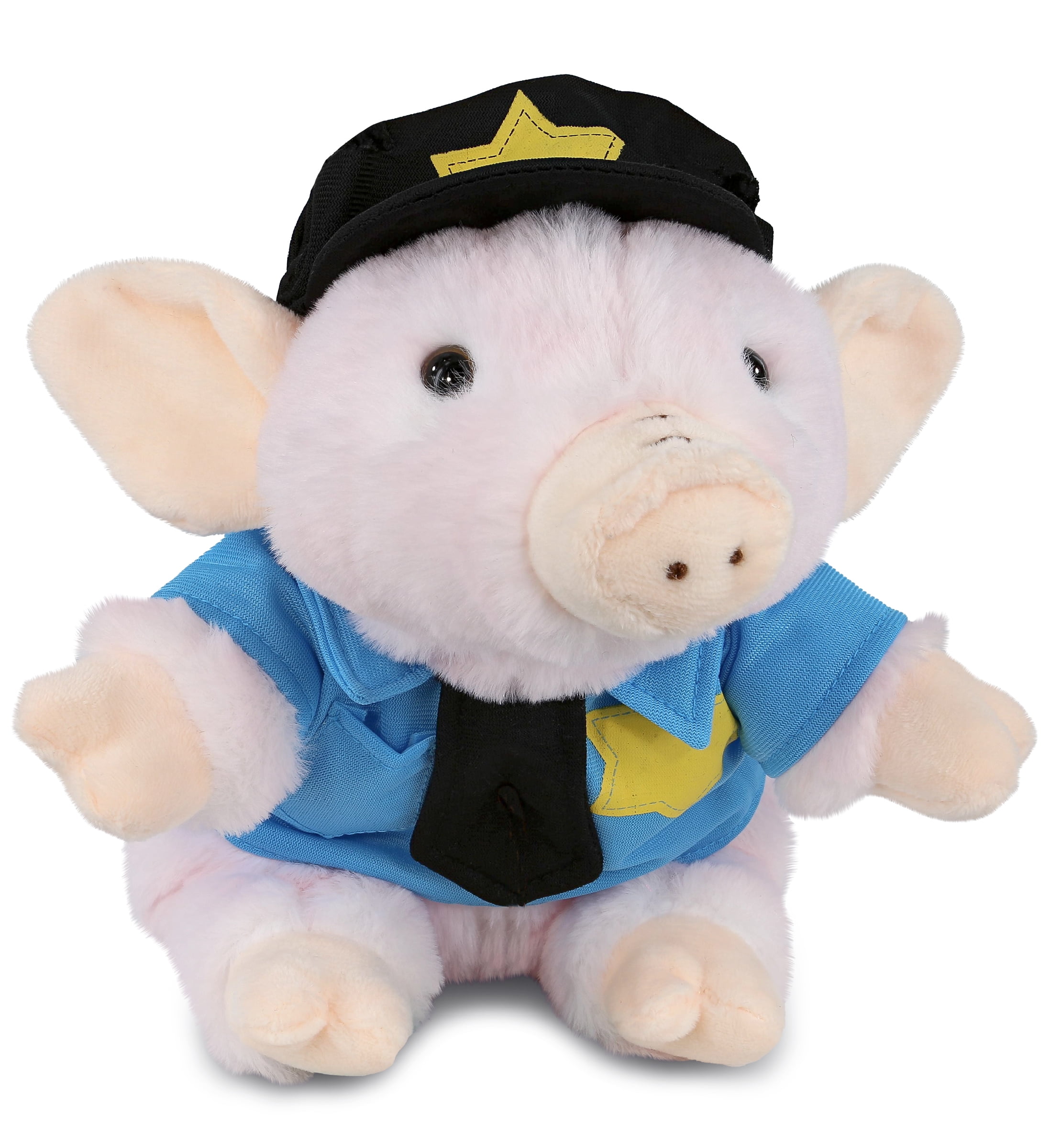 DolliBu Squat Piggy Police Officer Plush Toy - Soft Piggy Cop Stuffed ...