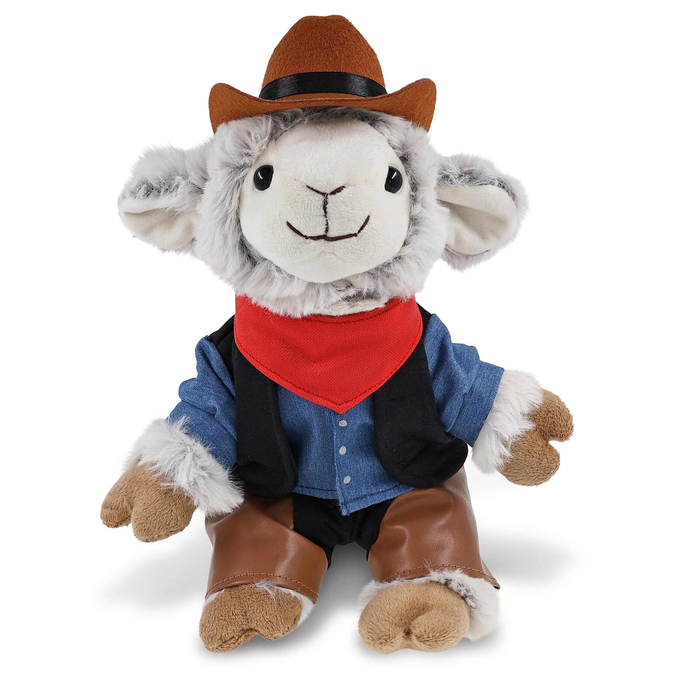 DolliBu Squat Sheep Stuffed Animal Cowboy Plush - Western-Themed Sheep ...
