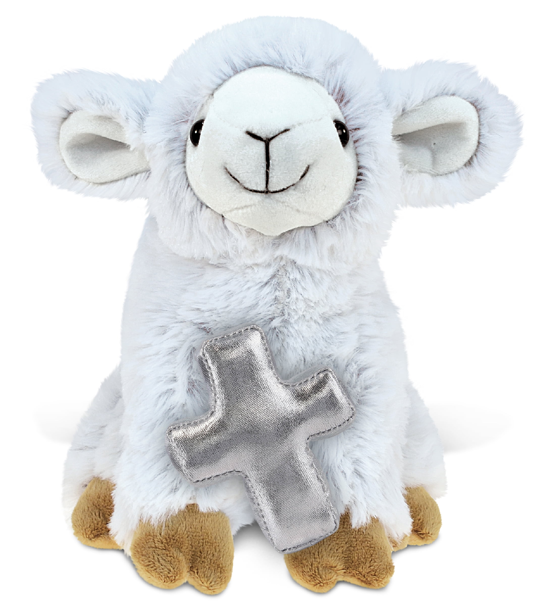 DolliBu Squat Sheep Stuffed Animal with Silver Cross Plush – Religious ...