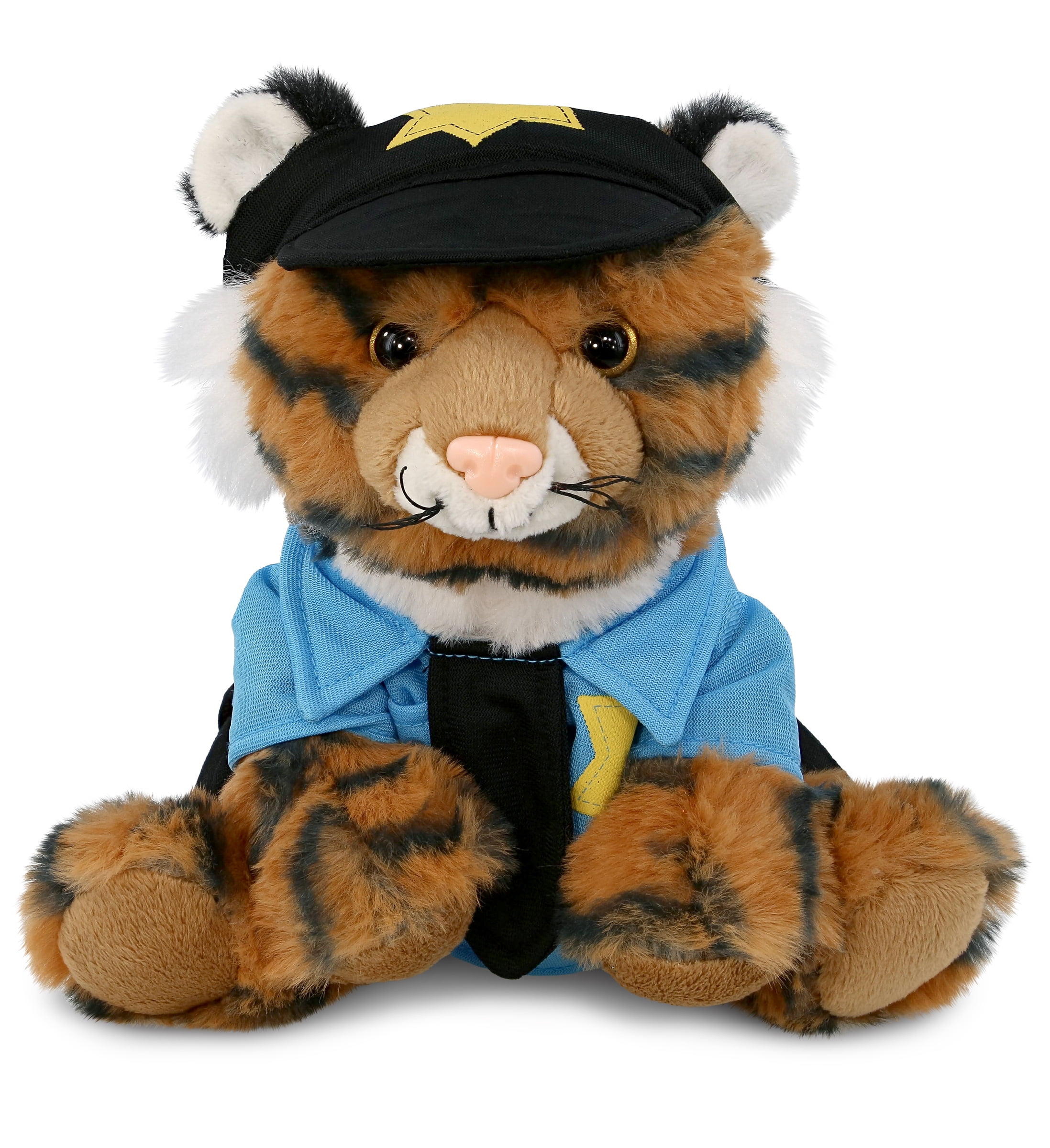 DolliBu Squat Tiger Police Officer Plush Toy – Super Soft Tiger Cop ...