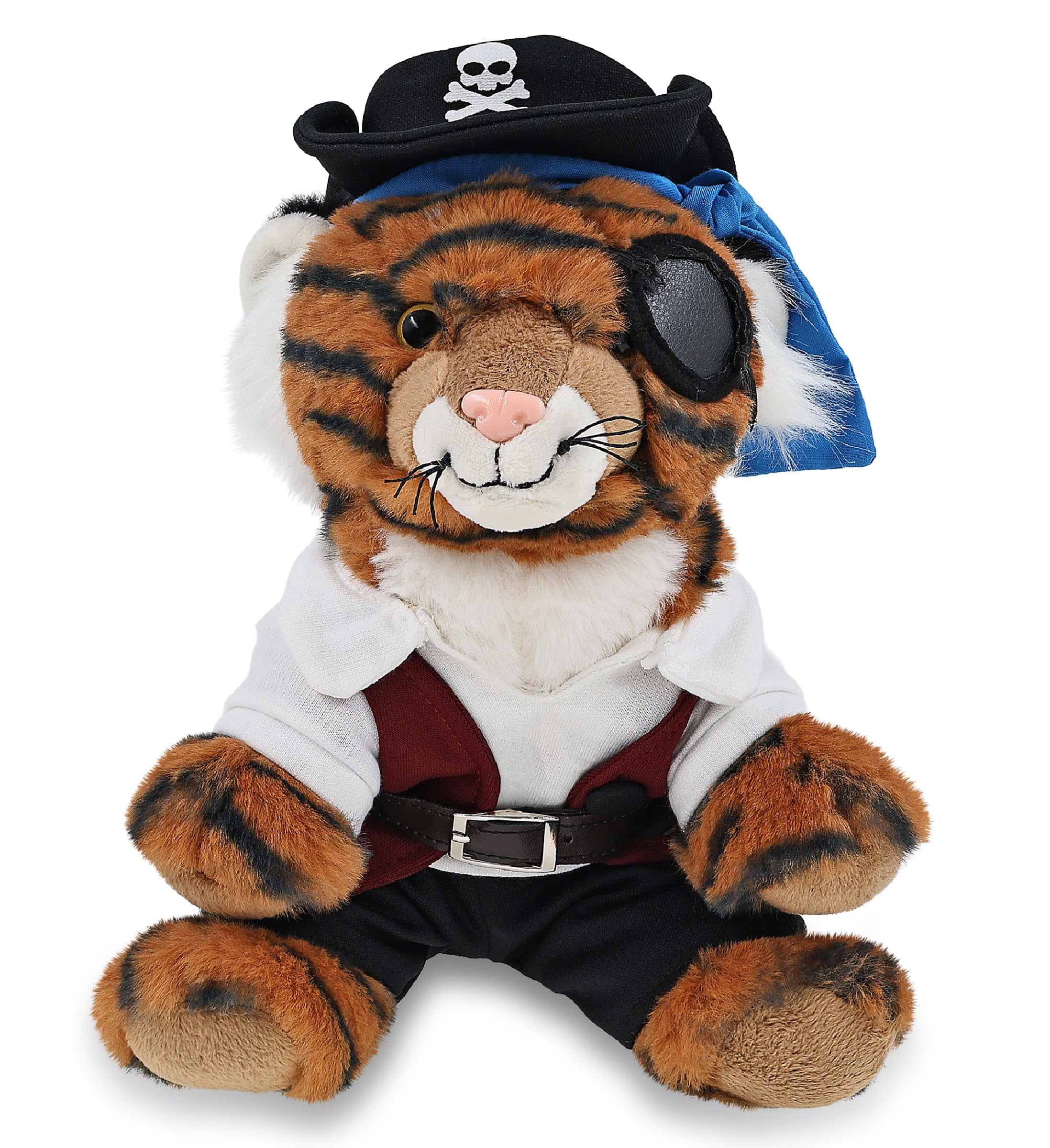 DolliBu Squat Tiger Stuffed Animal with Pirate Dress Up Set - Sea ...