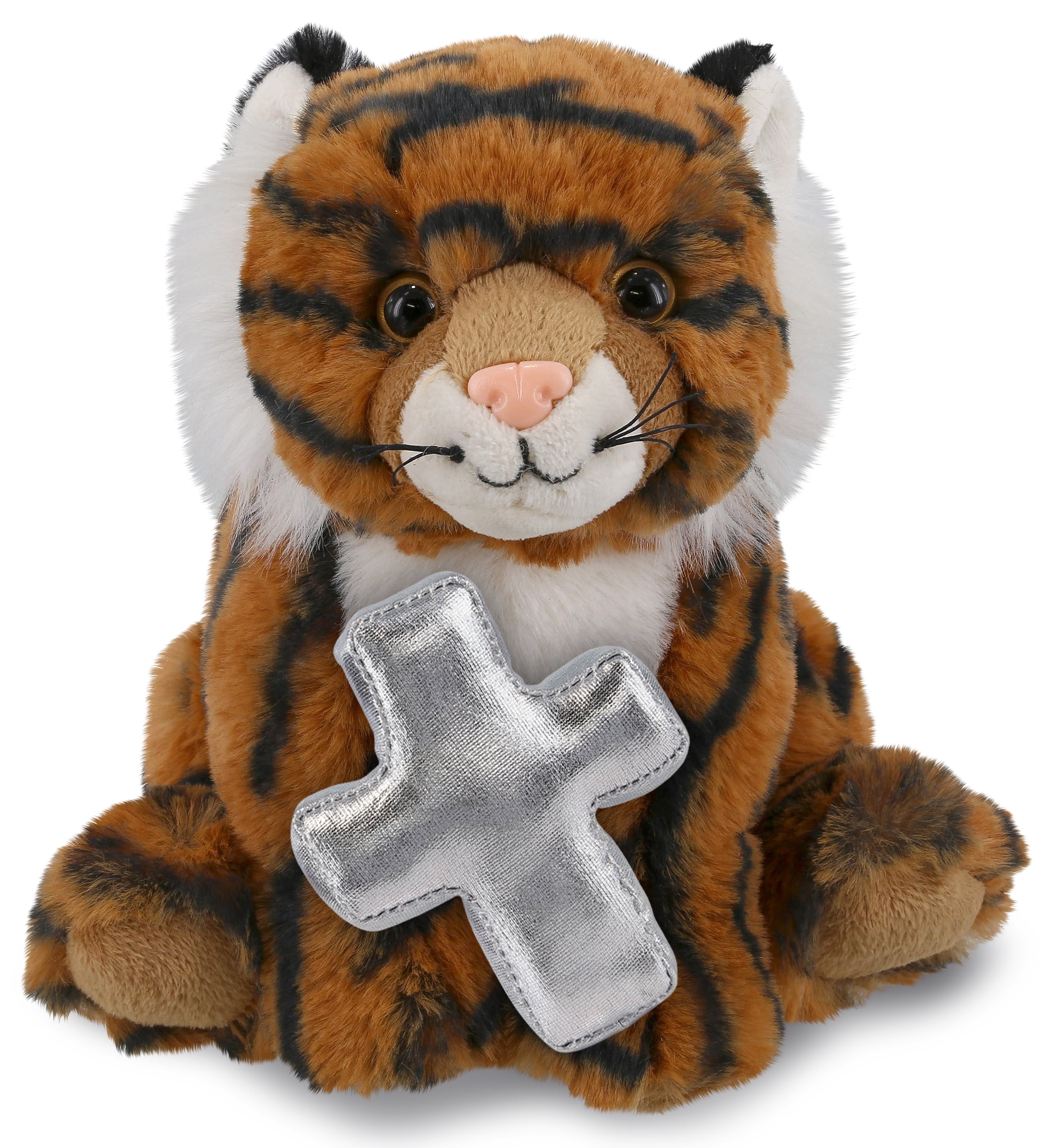 DolliBu Squat Tiger Stuffed Animal with Silver Cross Plush - Religious ...