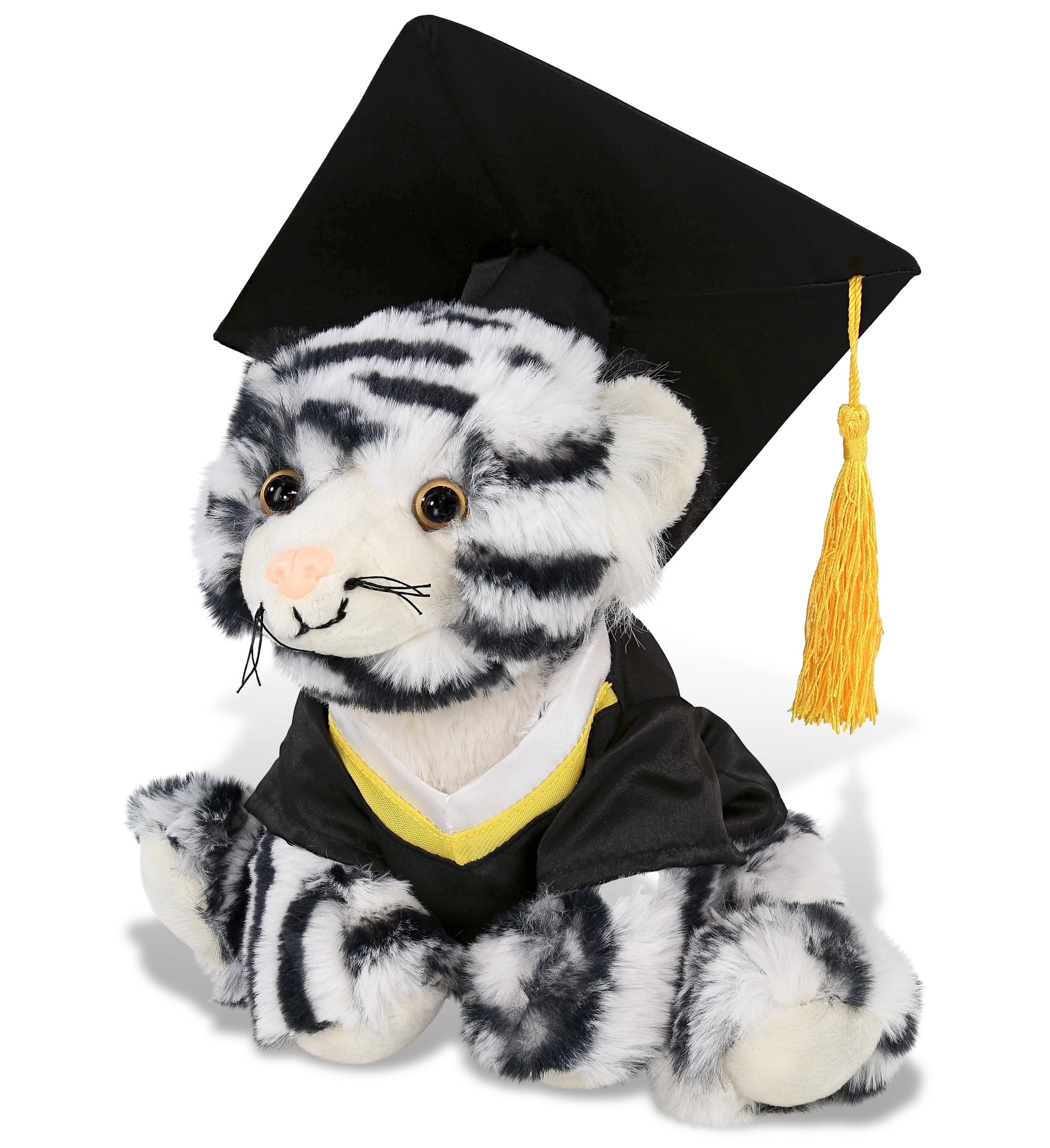 DolliBu Squat White Tiger Graduation Plush Toy - Soft Tiger Plush ...
