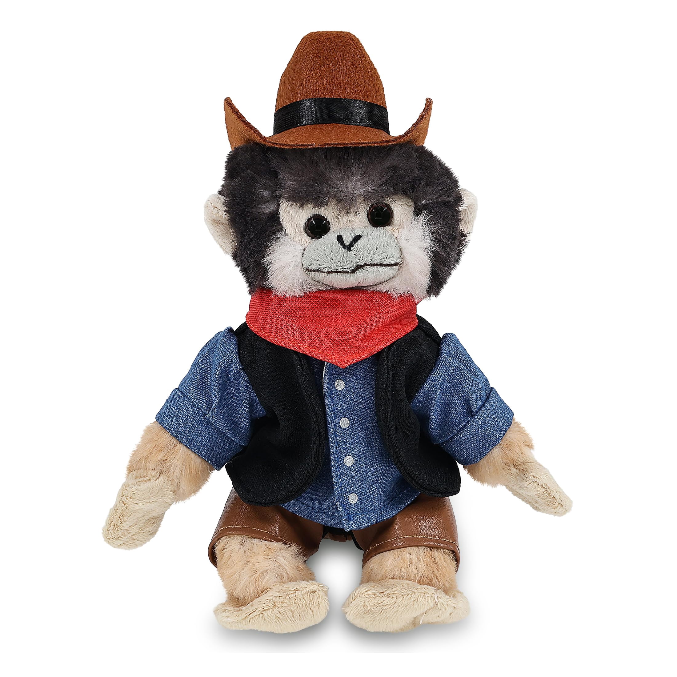 DolliBu Squirrel Monkey Stuffed Animal Cowboy Plush - Western-Themed ...