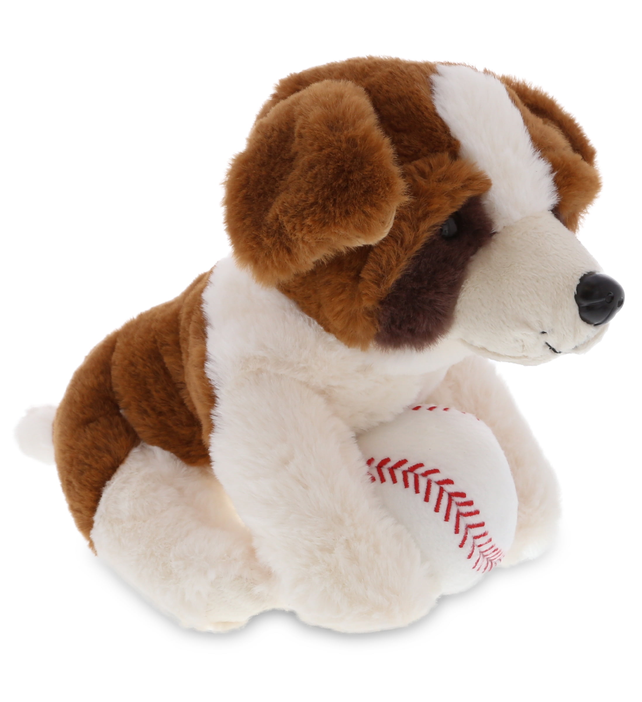 DolliBu St. Bernard Dog Stuffed Animal with Baseball Plush - Soft ...