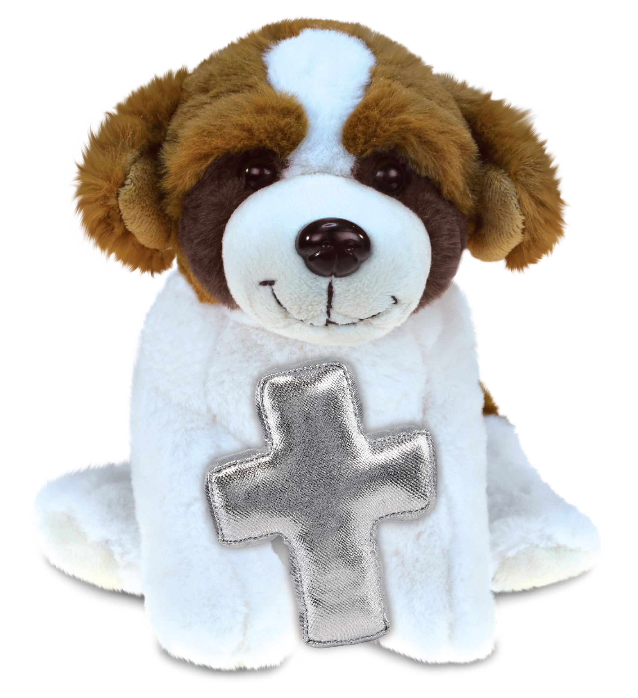 DolliBu St. Bernard Dog Stuffed Animal with Silver Cross Plush ...