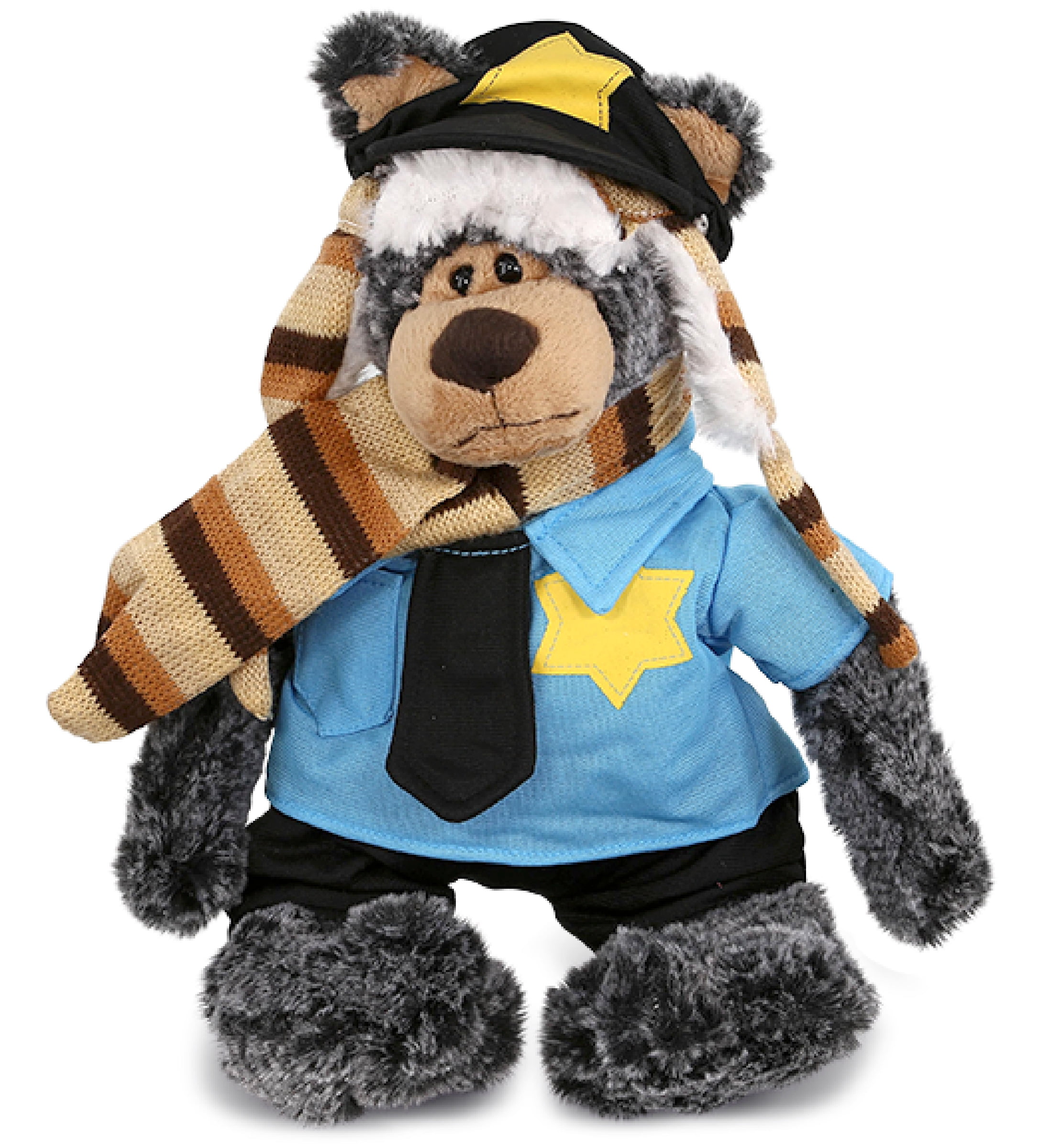 DolliBu Standing Black Bear Police Officer Plush Toy - Soft Bear Cop ...