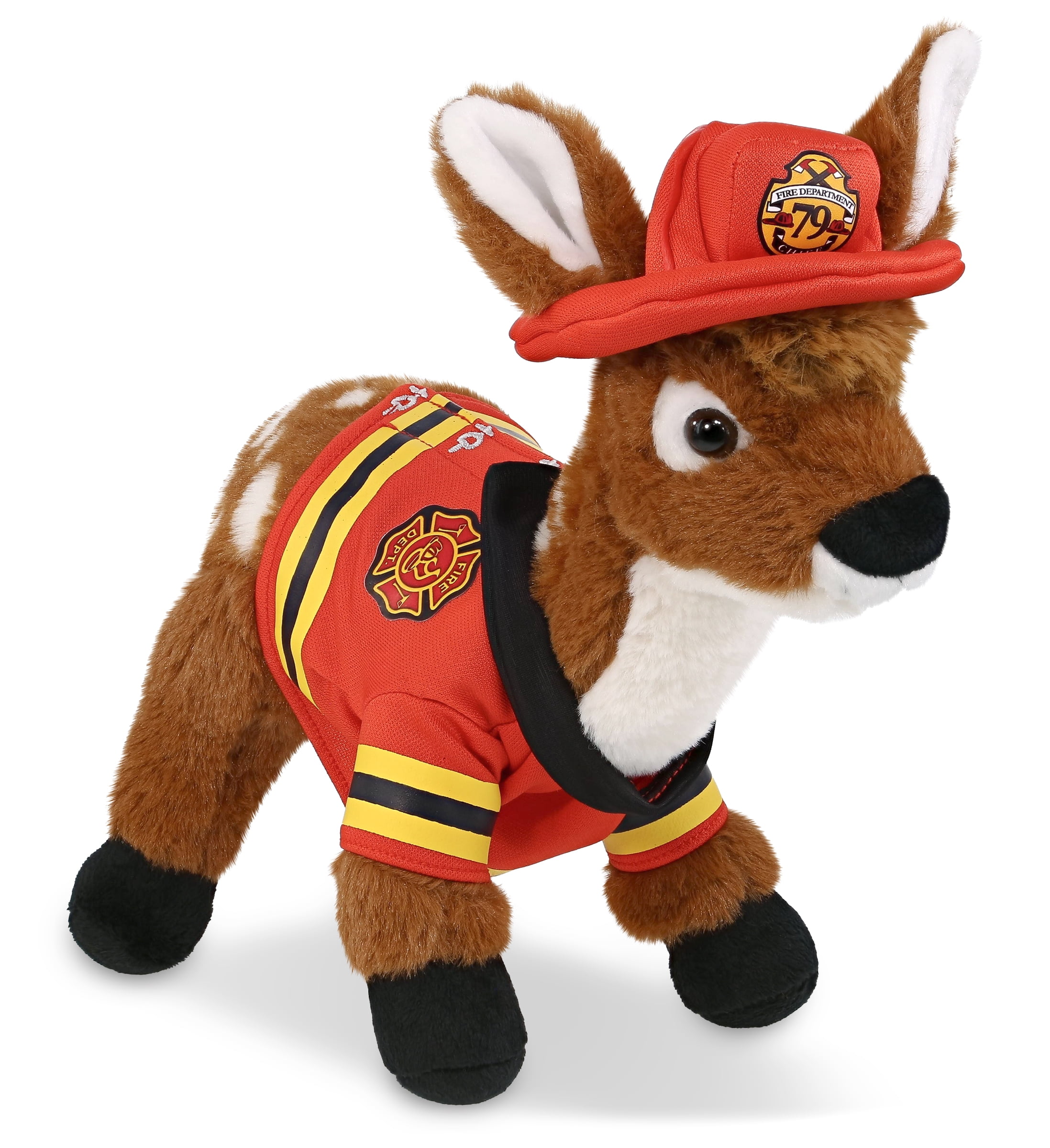 DolliBu Standing Deer Firefighter Stuffed Animal - Deer Fireman Toy ...