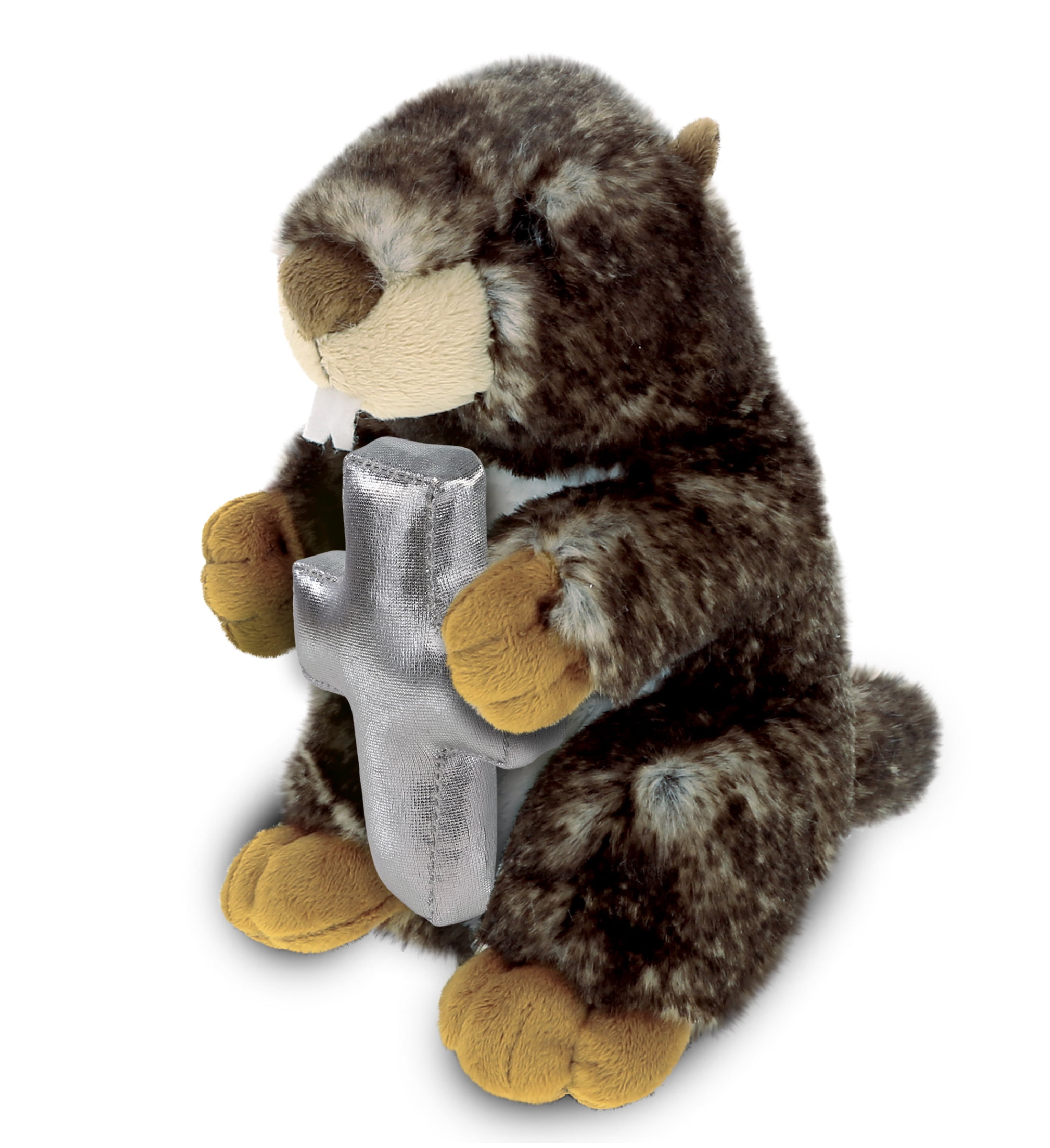 DolliBu Standing Marmot Stuffed Animal with Silver Cross Plush ...