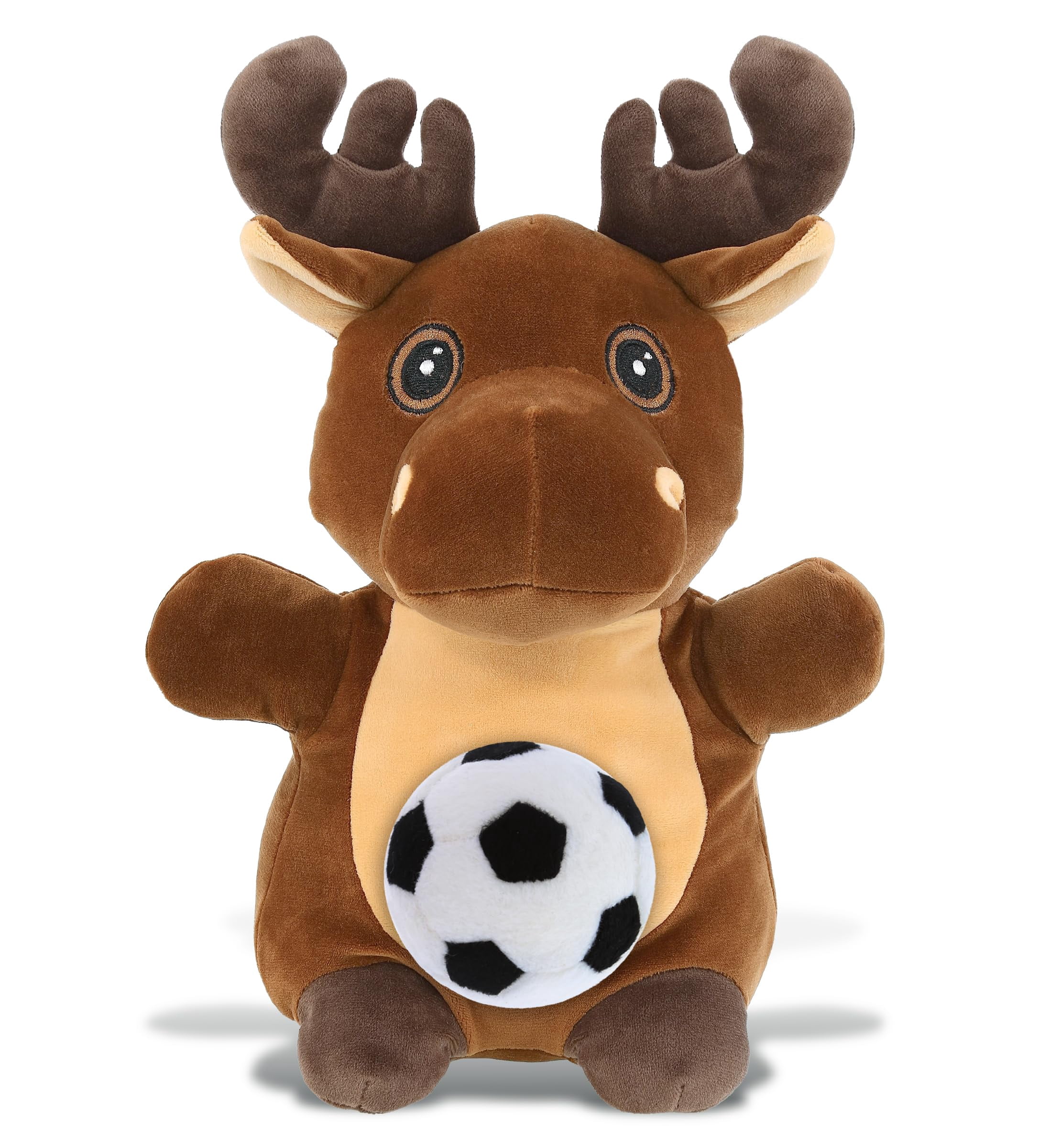 DolliBu Standing Moose Stuffed Animal with Soccer Ball Plush - Soft and ...
