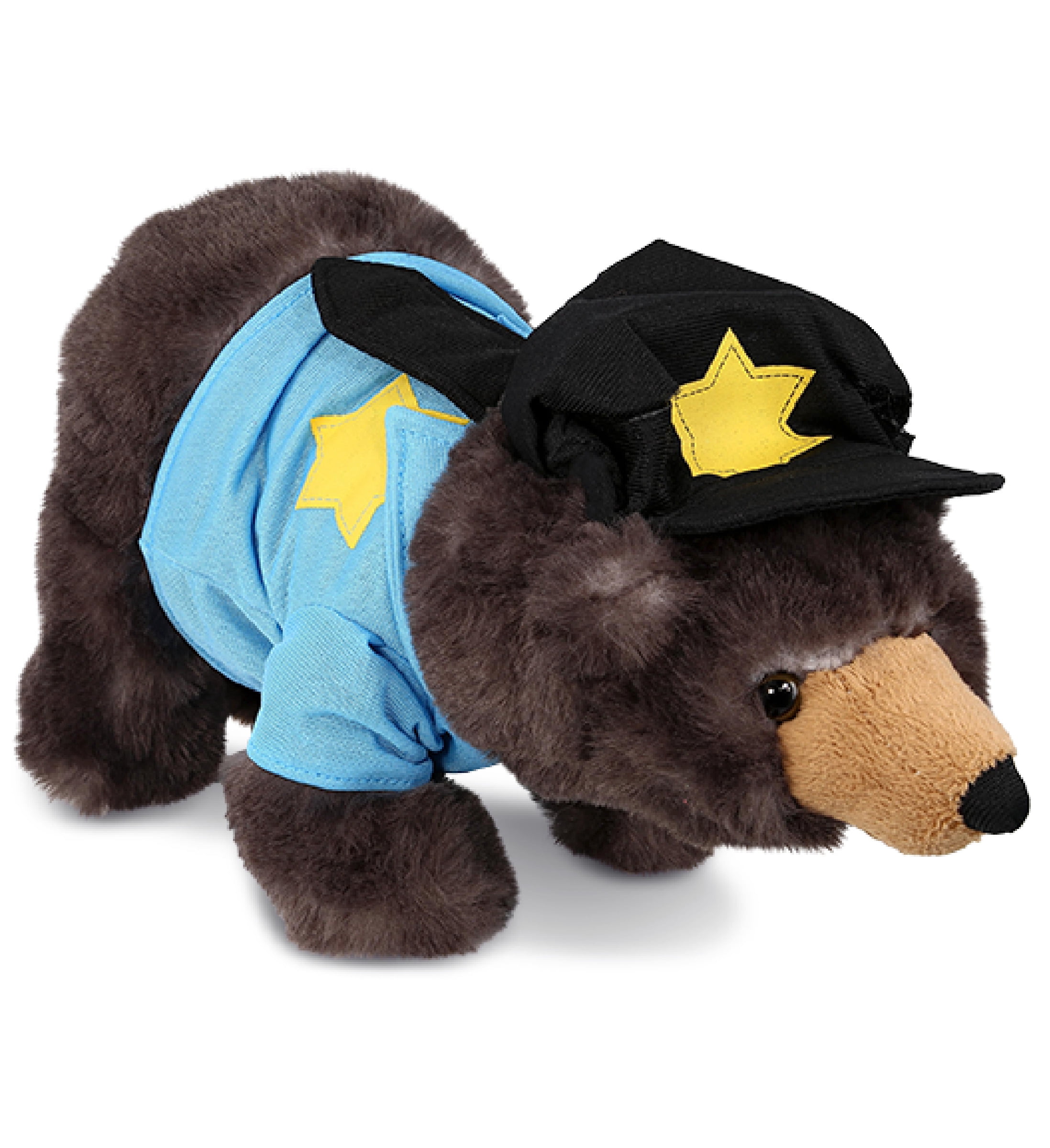 DolliBu Standing Wild Black Bear Police Officer Plush Toy - Soft Bear ...