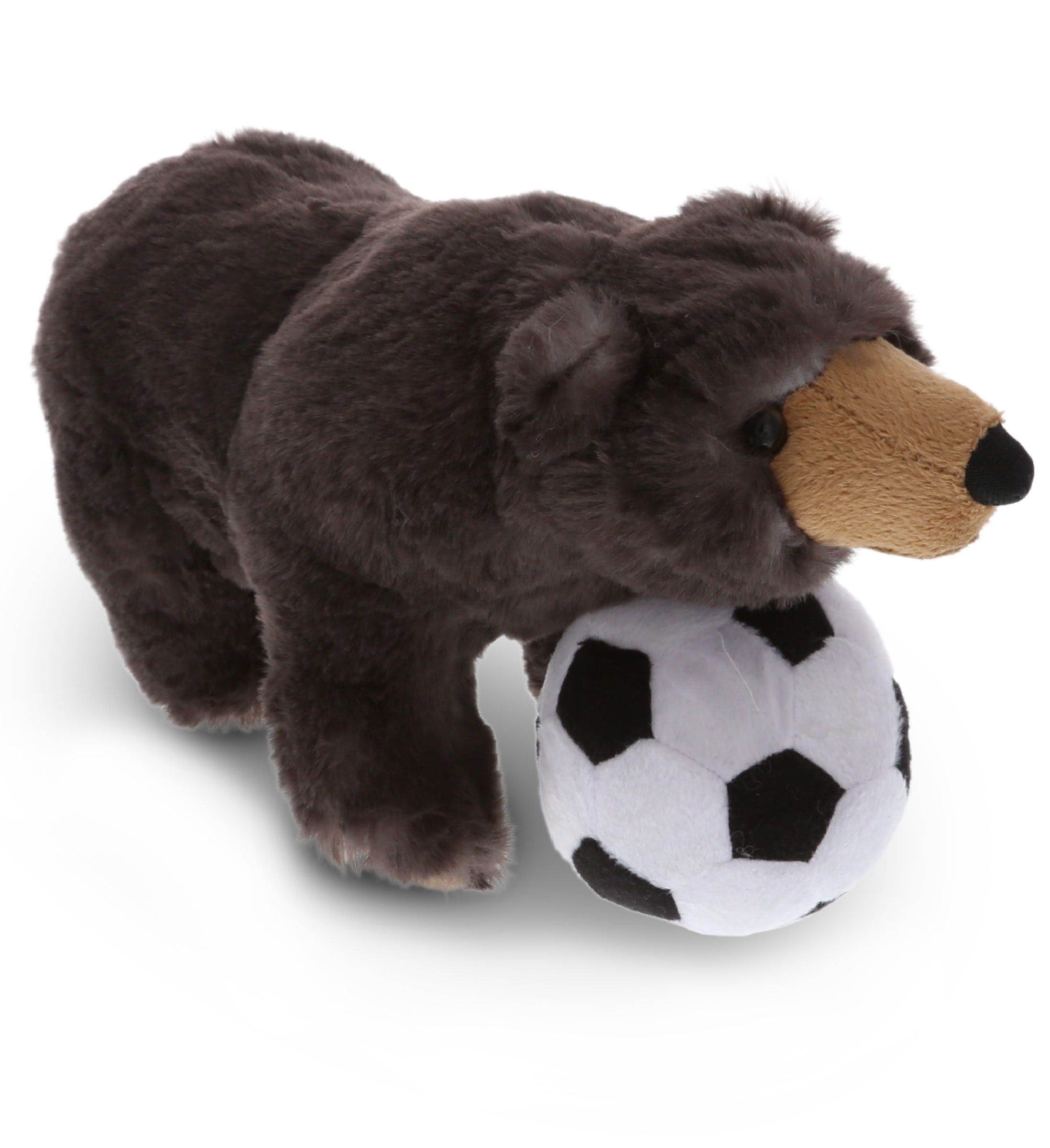 DolliBu Standing Wild Black Bear Stuffed Animal with Soccer Ball Plush ...