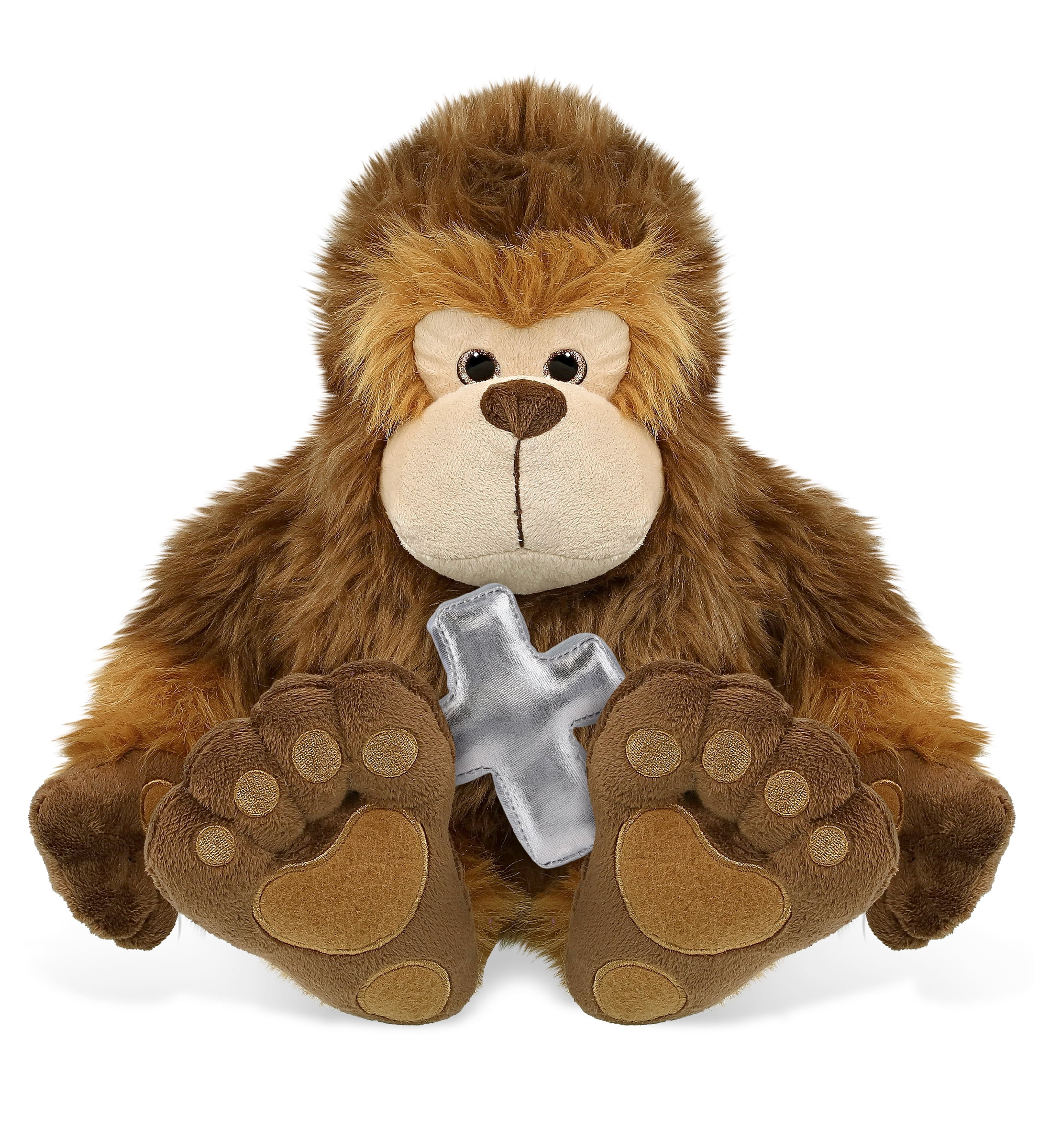 DolliBu Super Soft Big Foot Stuffed Animal with Silver Cross Plush ...
