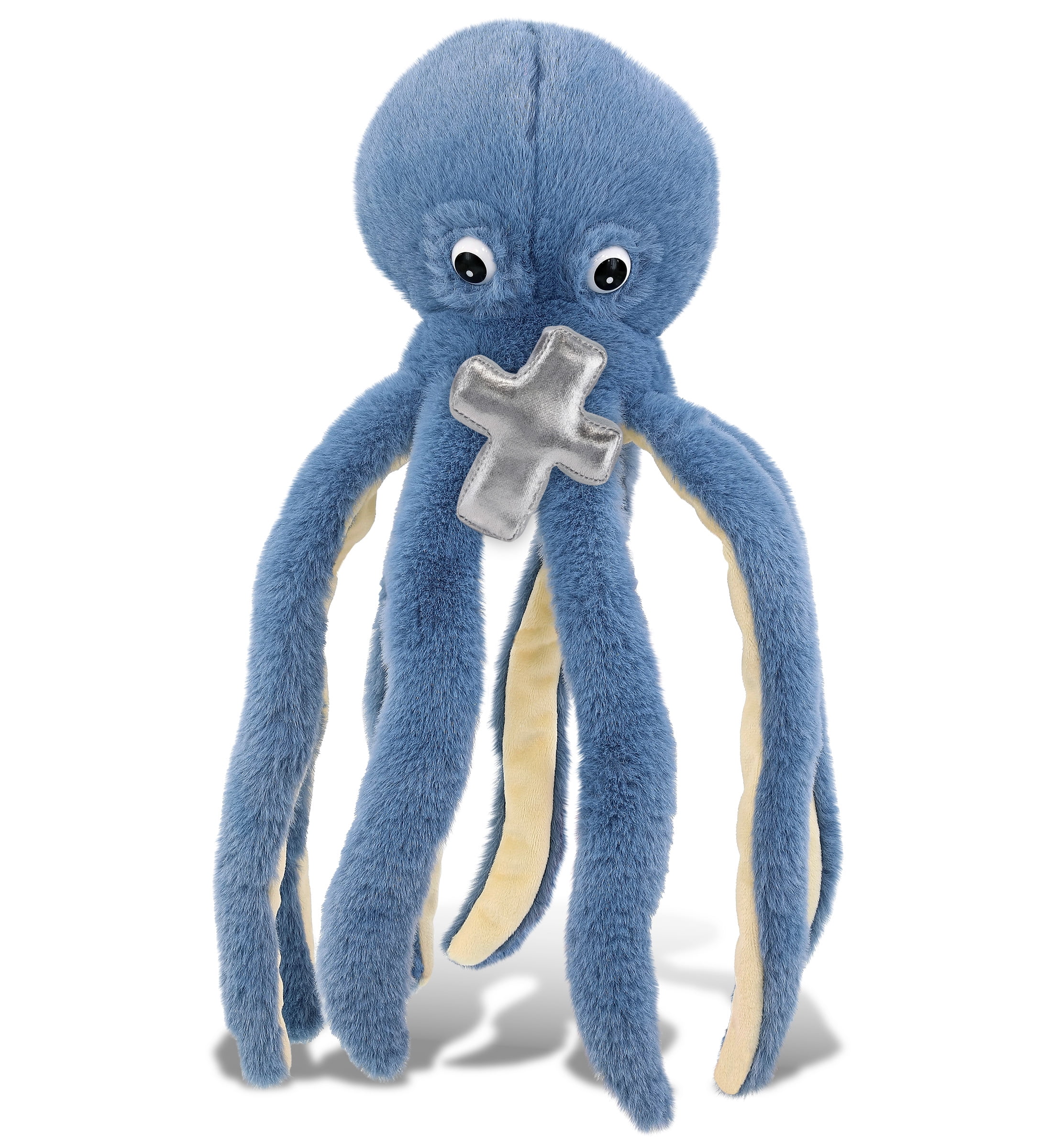 DolliBu Super Soft Blue Octopus Stuffed Animal with Silver Cross Plush ...