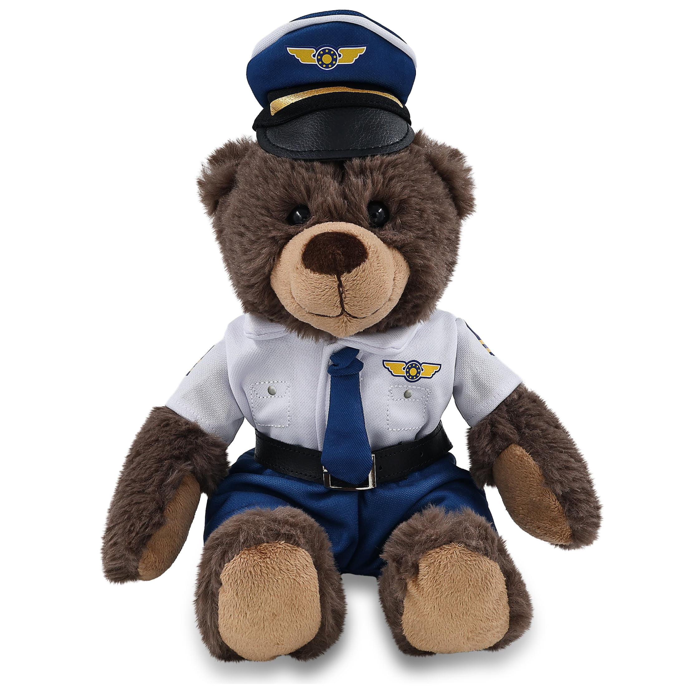 DolliBu Super Soft Brown Bear Stuffed Animal with Pilot Costume - Cute ...