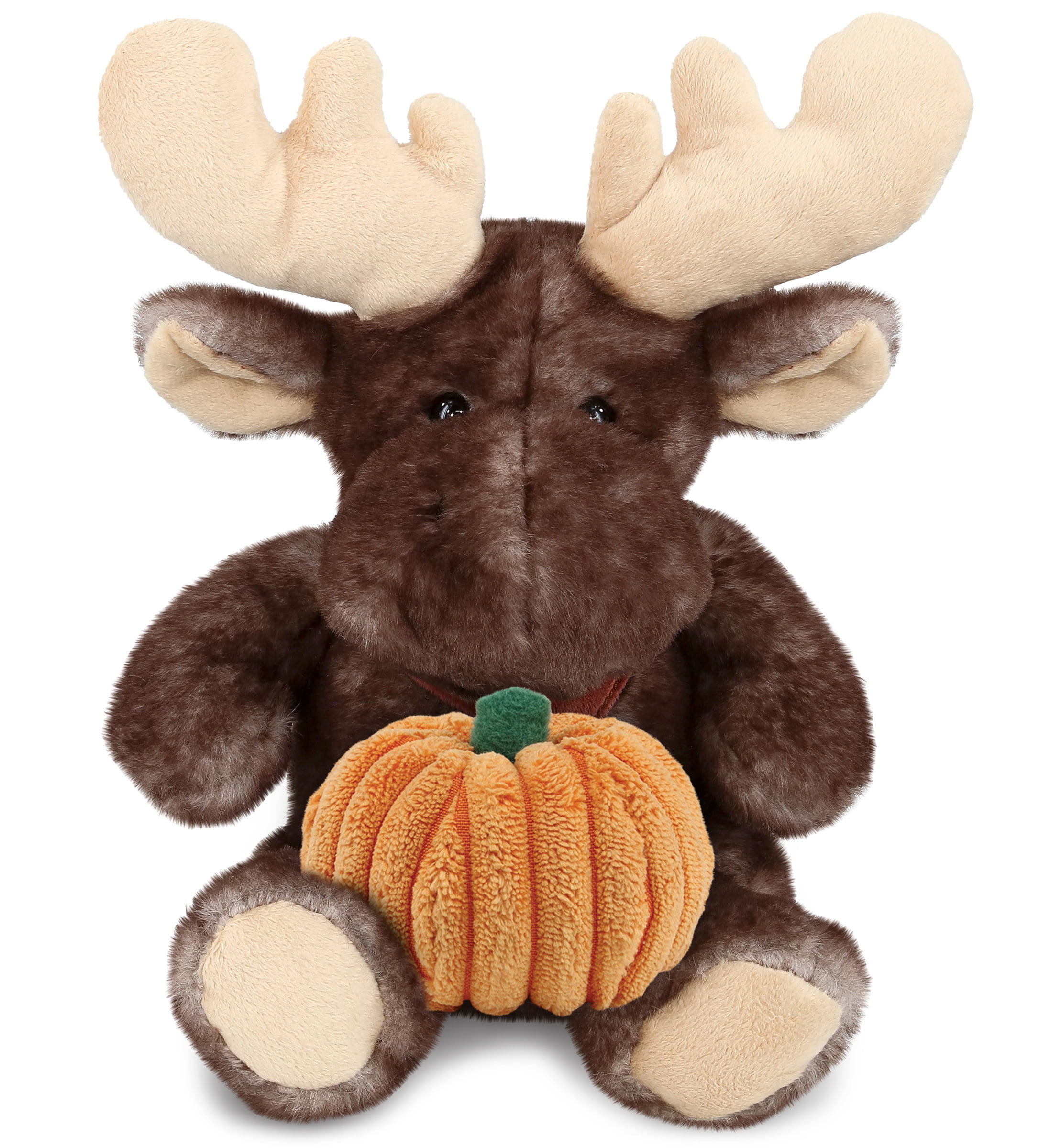 DolliBu Super Soft Brownish Sitting Moose Stuffed Animal with Pumpkin ...