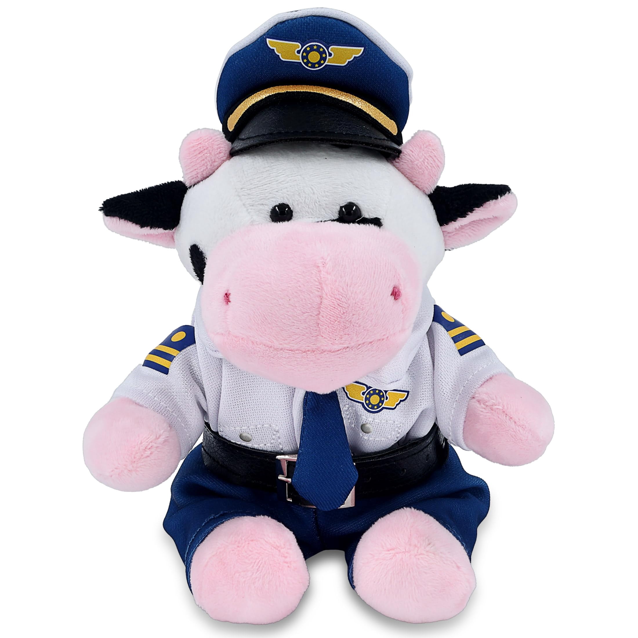 DolliBu Super Soft Cow Stuffed Animal with Pilot Costume - Cute Farm ...