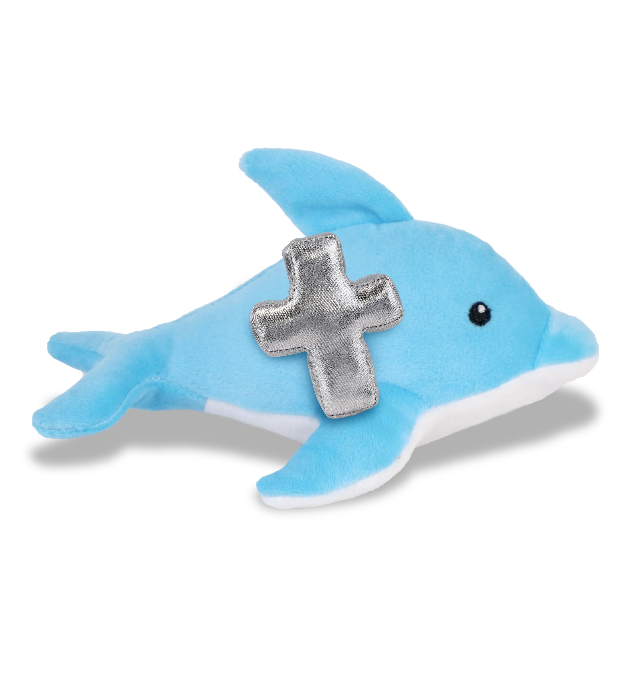 DolliBu Super Soft Dolphin Stuffed Animal with Silver Cross Plush ...