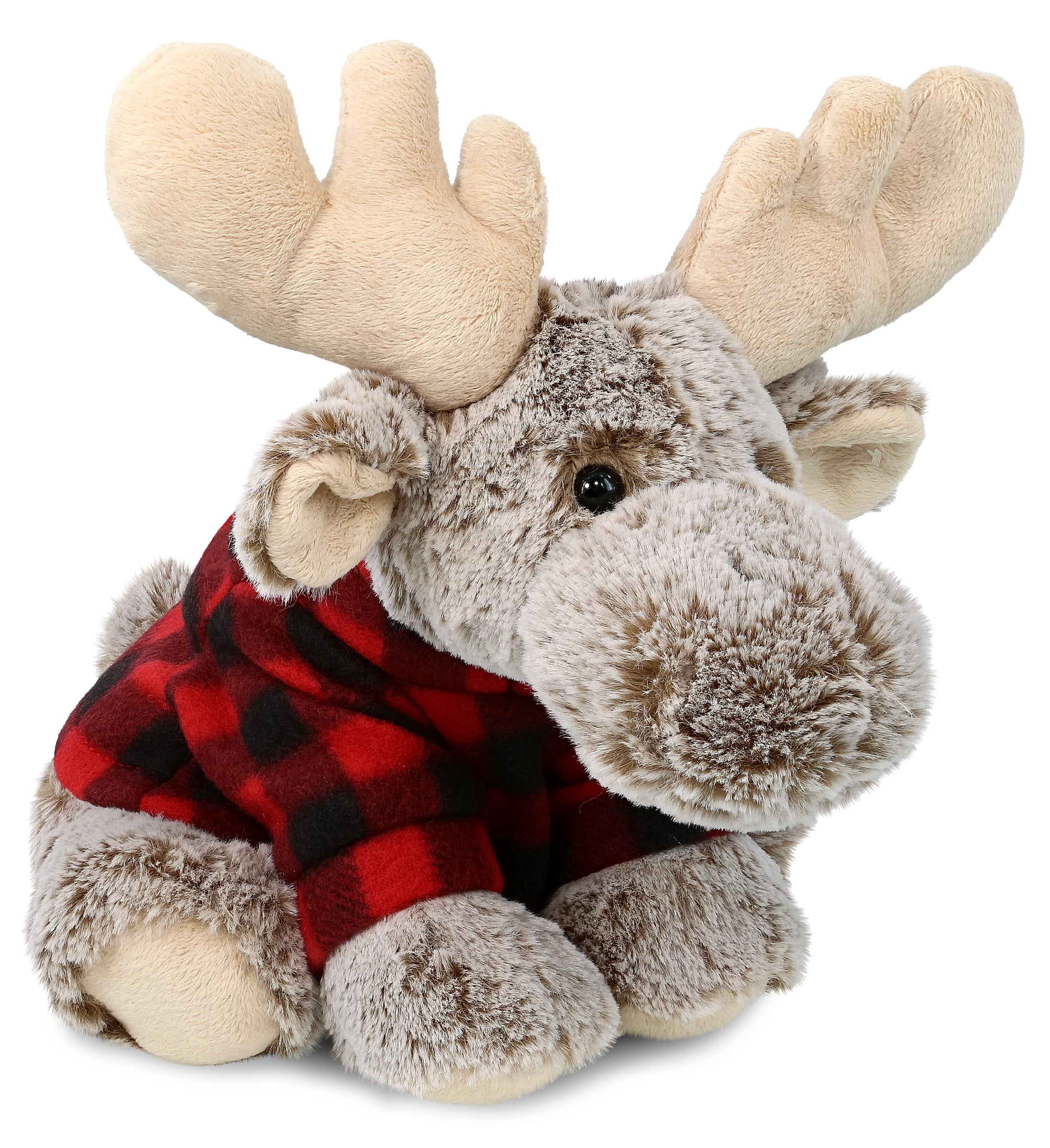 DolliBu Super Soft Floppy Moose Stuffed Animal with Plaid Red Hoodie ...