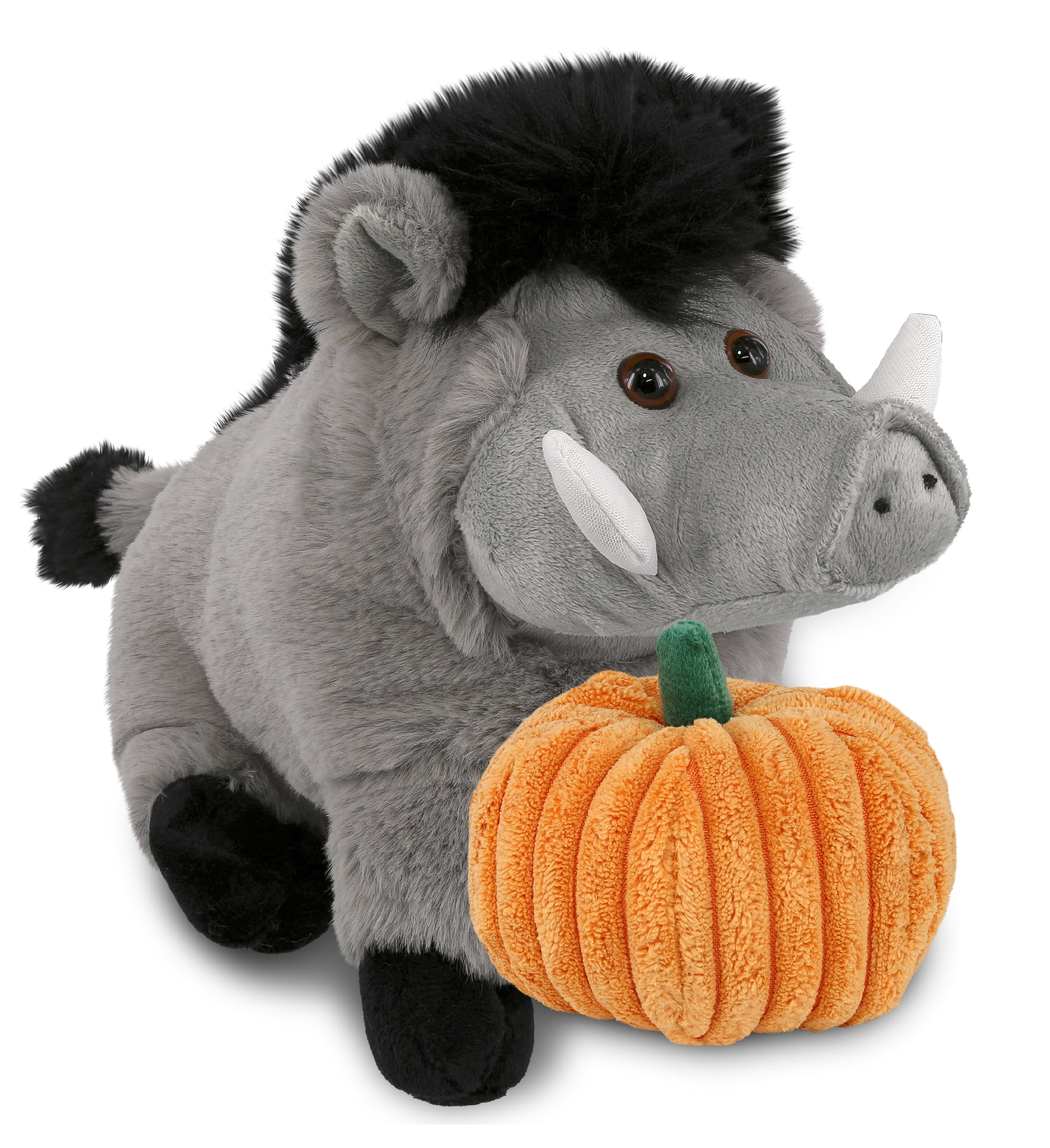 DolliBu Super Soft Grey Boar Stuffed Animal with Pumpkin Plush Decor ...