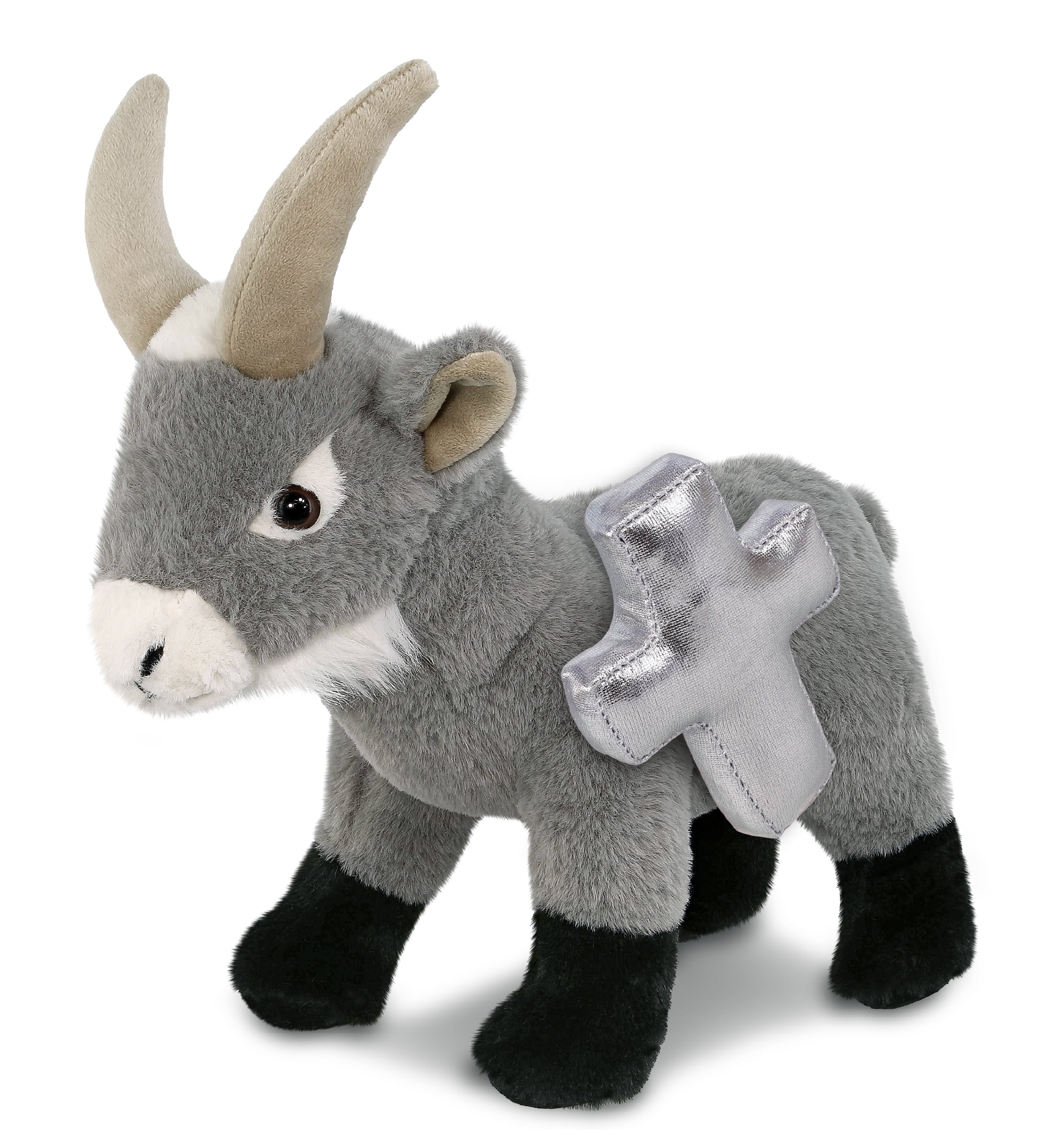 DolliBu Super Soft Grey Goat Stuffed Animal with Silver Cross Plush ...